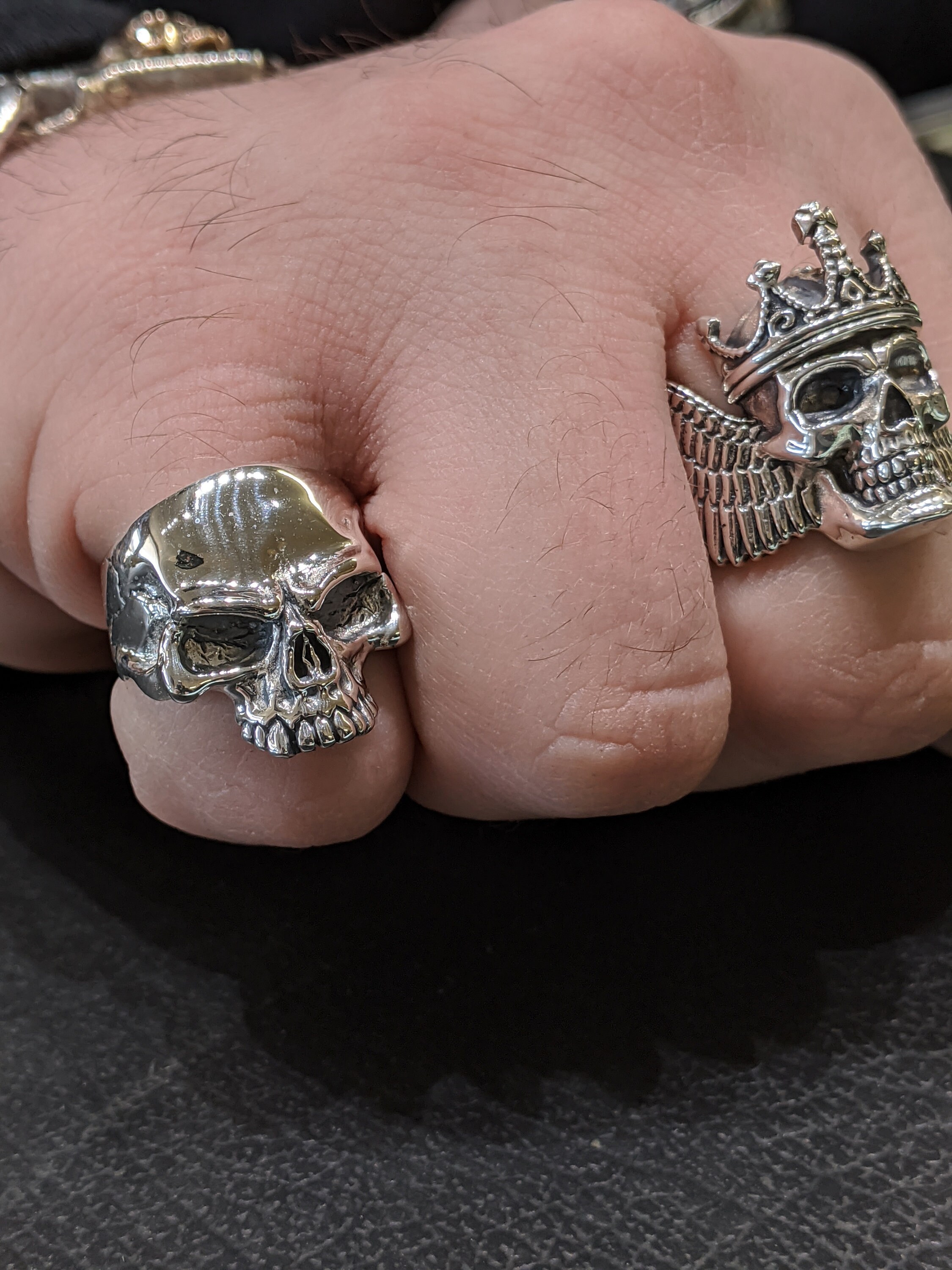 Sterling Silver Mean Skull Ring - Etsy