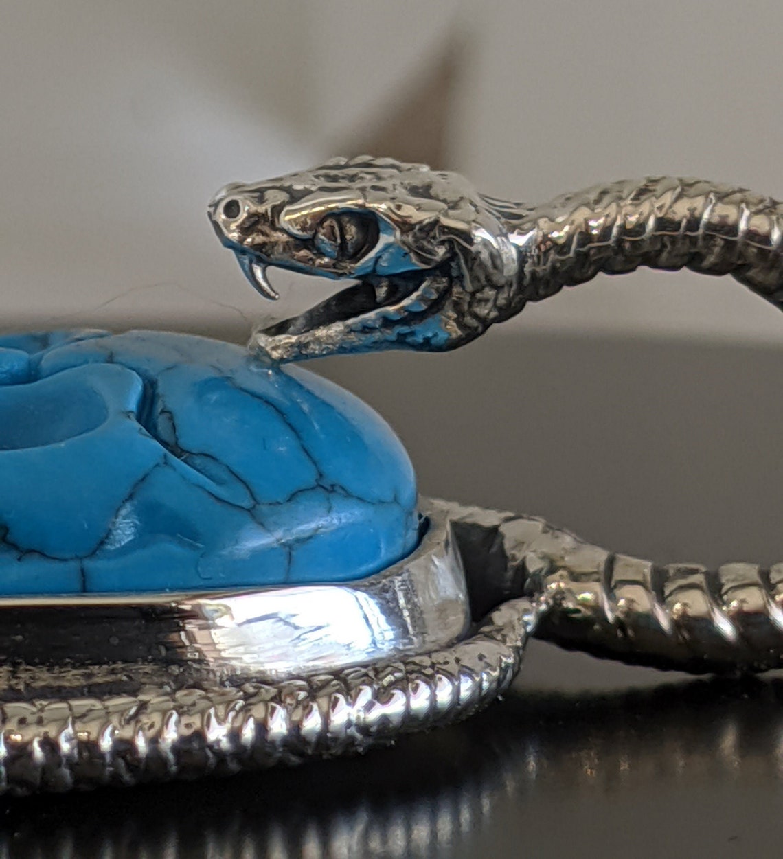 Sterling Silver Turquoise Snake Pendant - Etsy