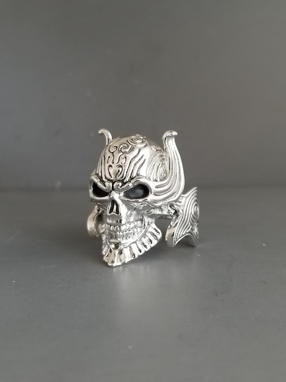 Sterling Silver Devil Skull Ring - Etsy