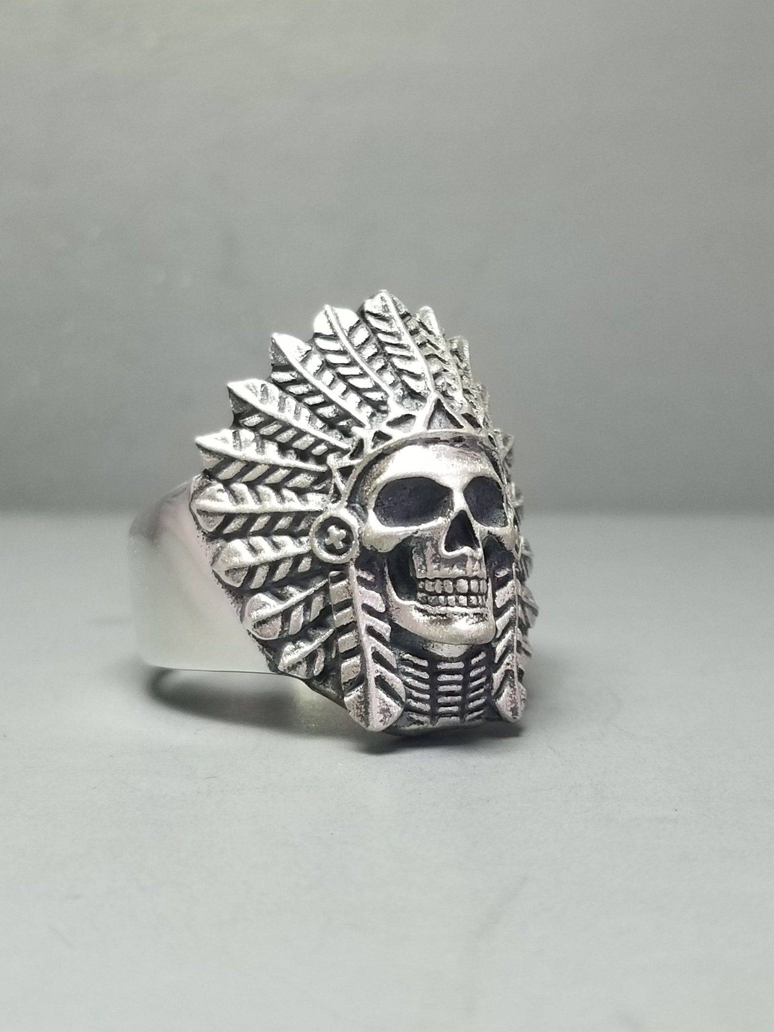 Sterling Silver Indian Skull Ring - Etsy