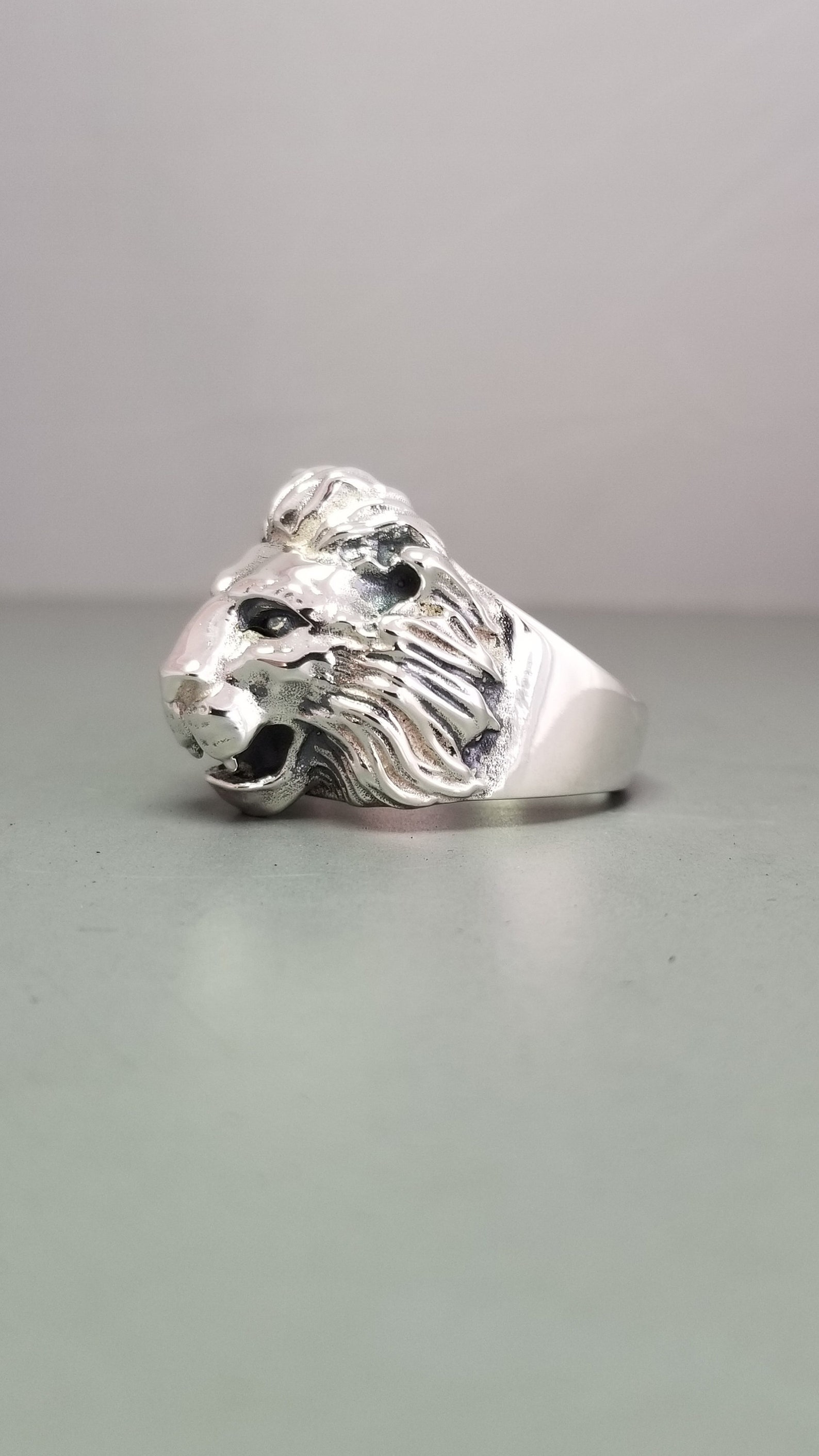 Sterling Silver Lion Ring - Etsy