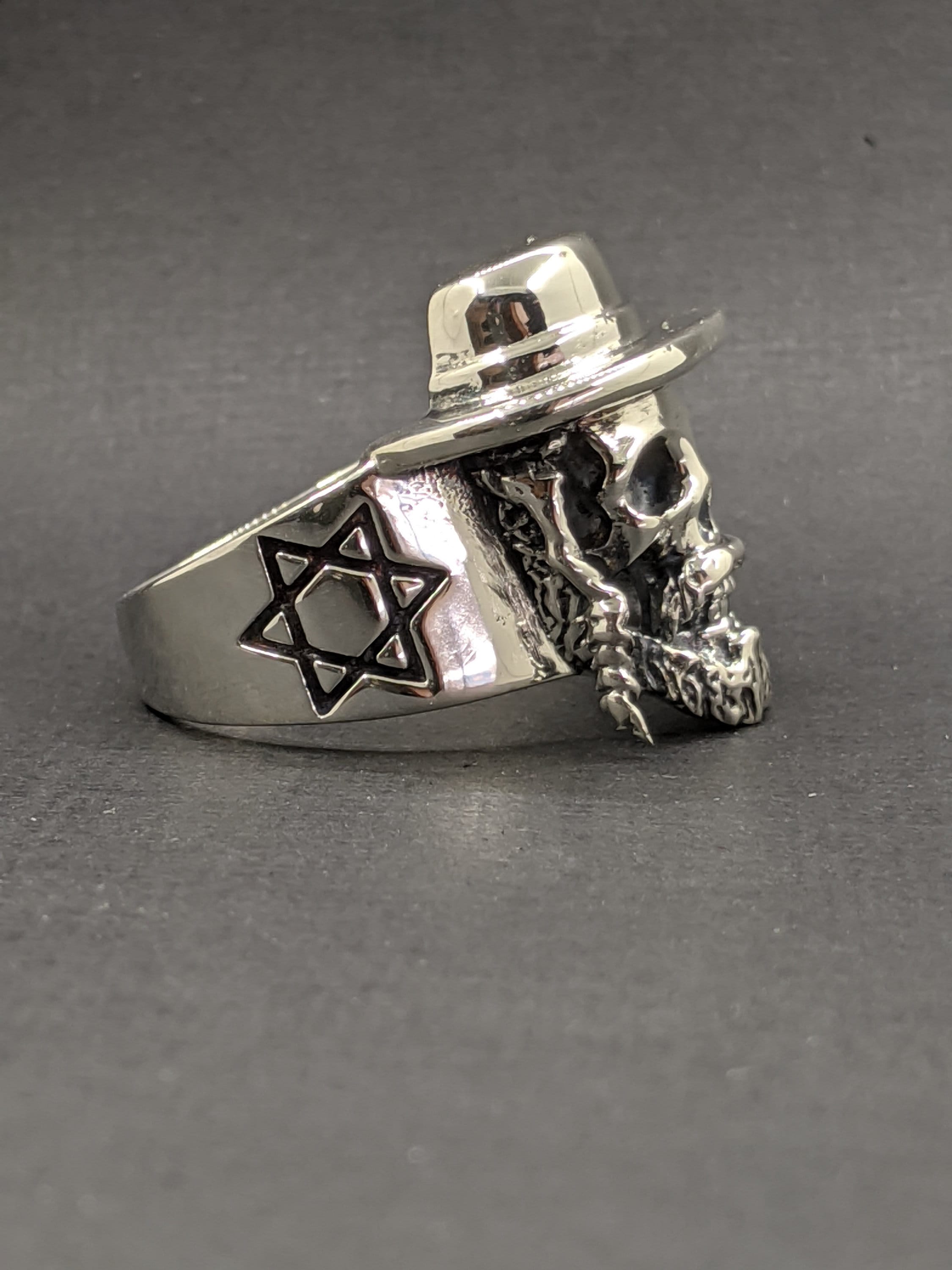 Sterling Silver Jewish Rabbi Skull Ring With Star of David - Etsy