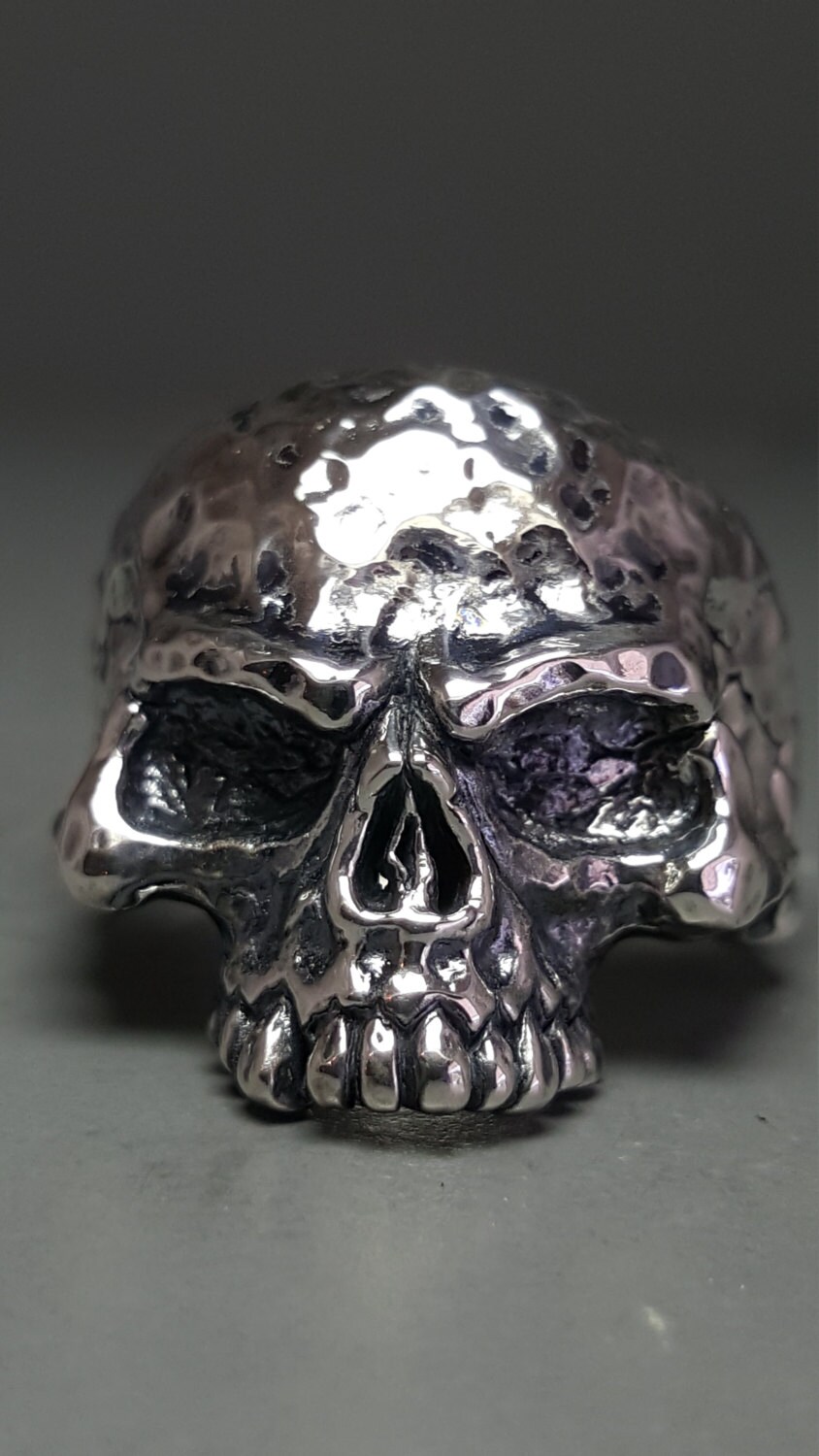 Sterling Silver Skull Ring With Hammer Finish - Etsy