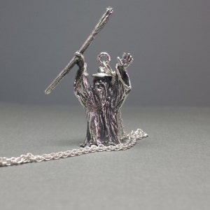 Sterling Silver Wizard Pendant With Durable Sterling Silver Cable Chain ...
