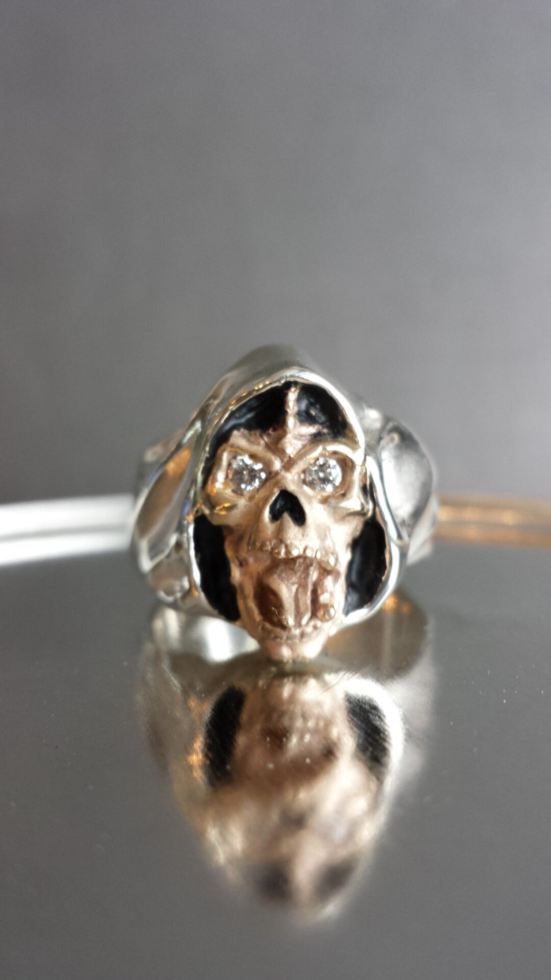 Sterling Silver and 14K Yellow Gold With Round Diamonds Grim Reaper ...
