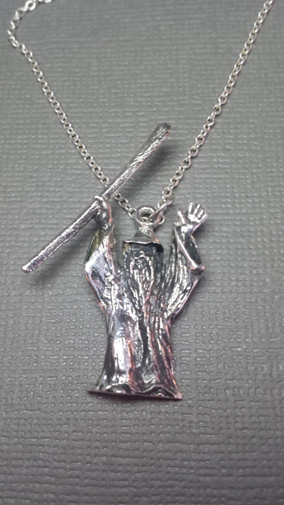 Sterling Silver Wizard Pendant With Durable Sterling Silver Cable Chain ...