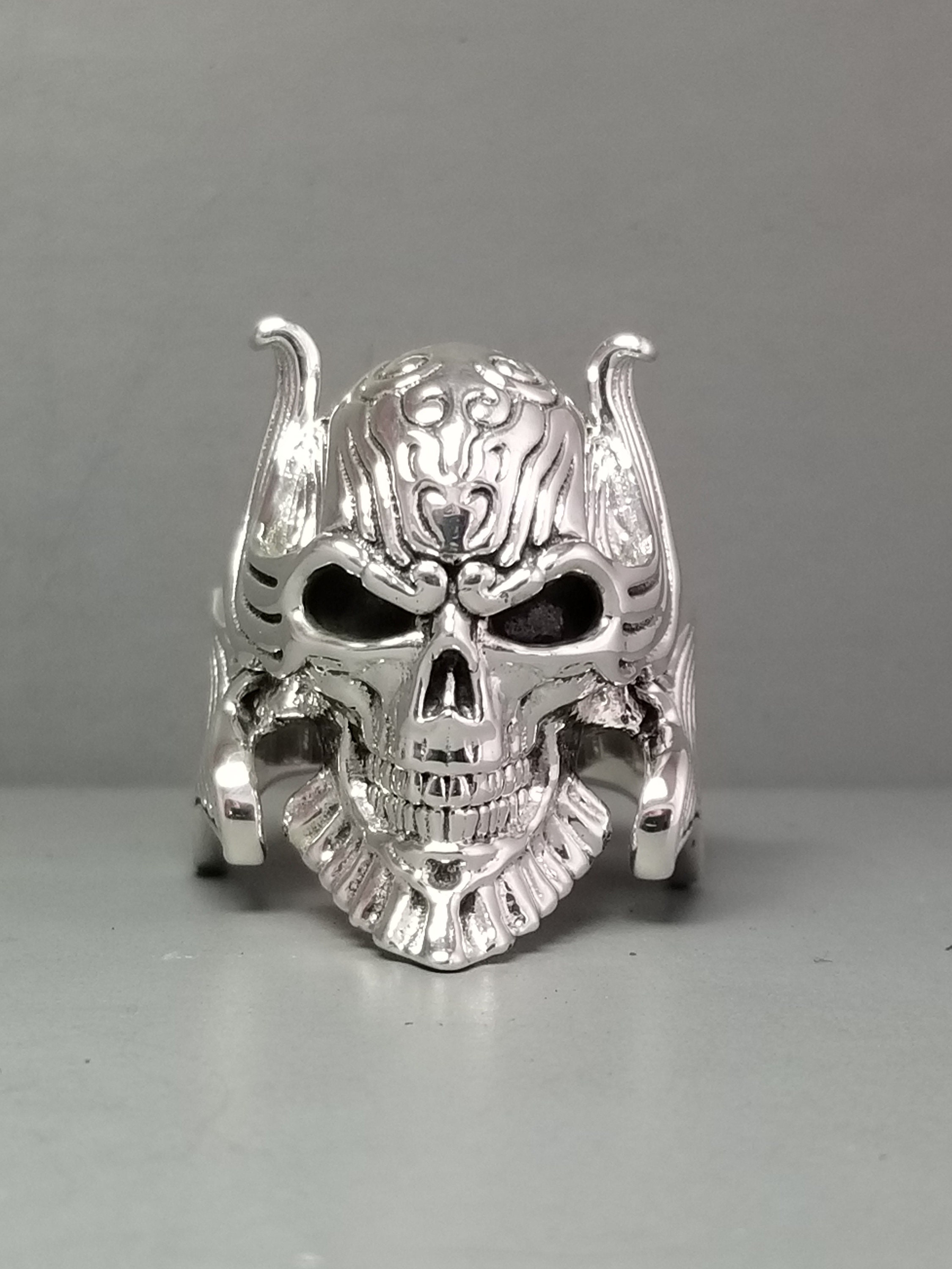 Sterling Silver Devil Skull Ring | Etsy