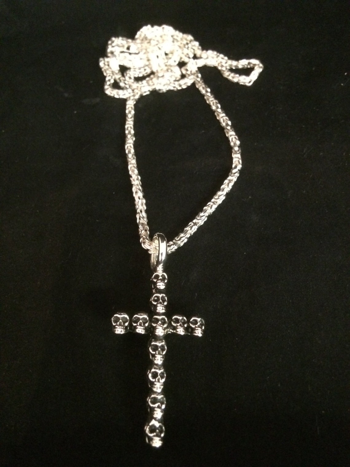 Sterling Silver Hand Made Skull Cross Pendant - Etsy