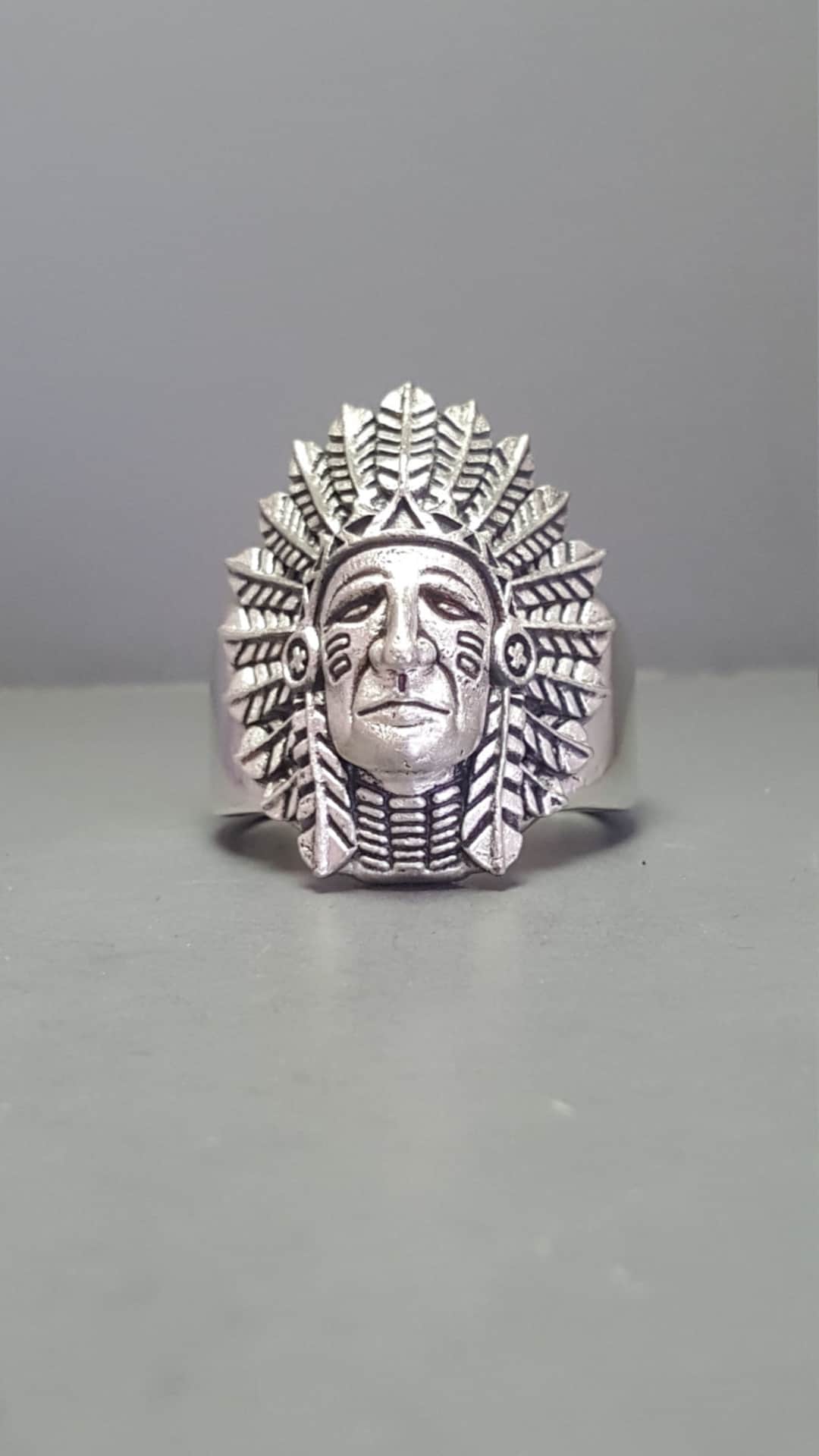 Sterling Silver Indian Chief Ring - Etsy