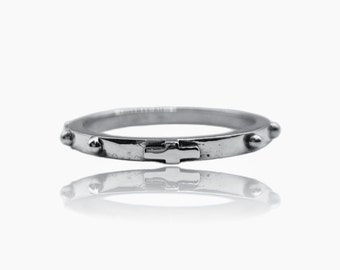 Sterling Silver Rosary Ring - Etsy