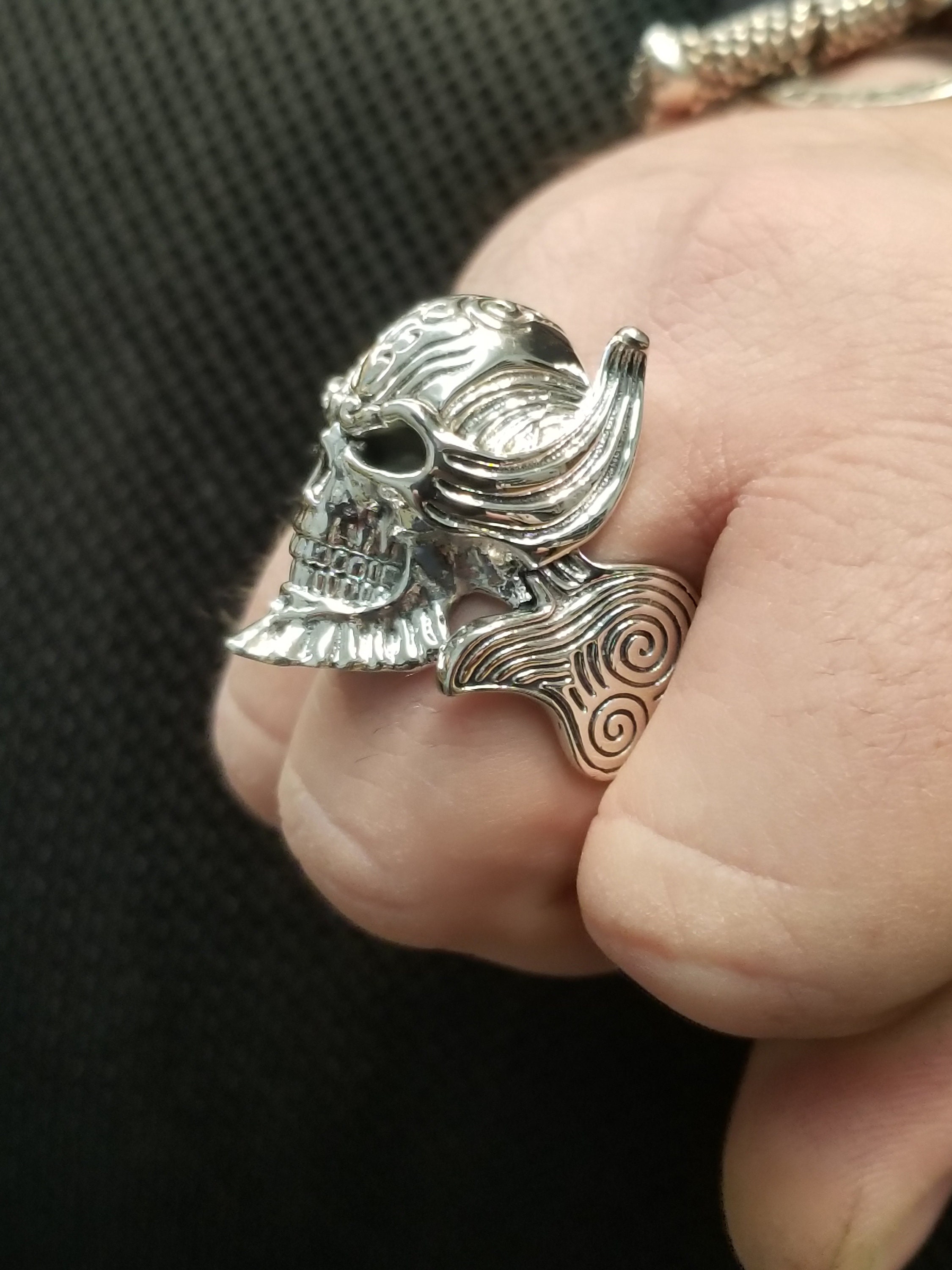 Sterling Silver Devil Skull Ring | Etsy