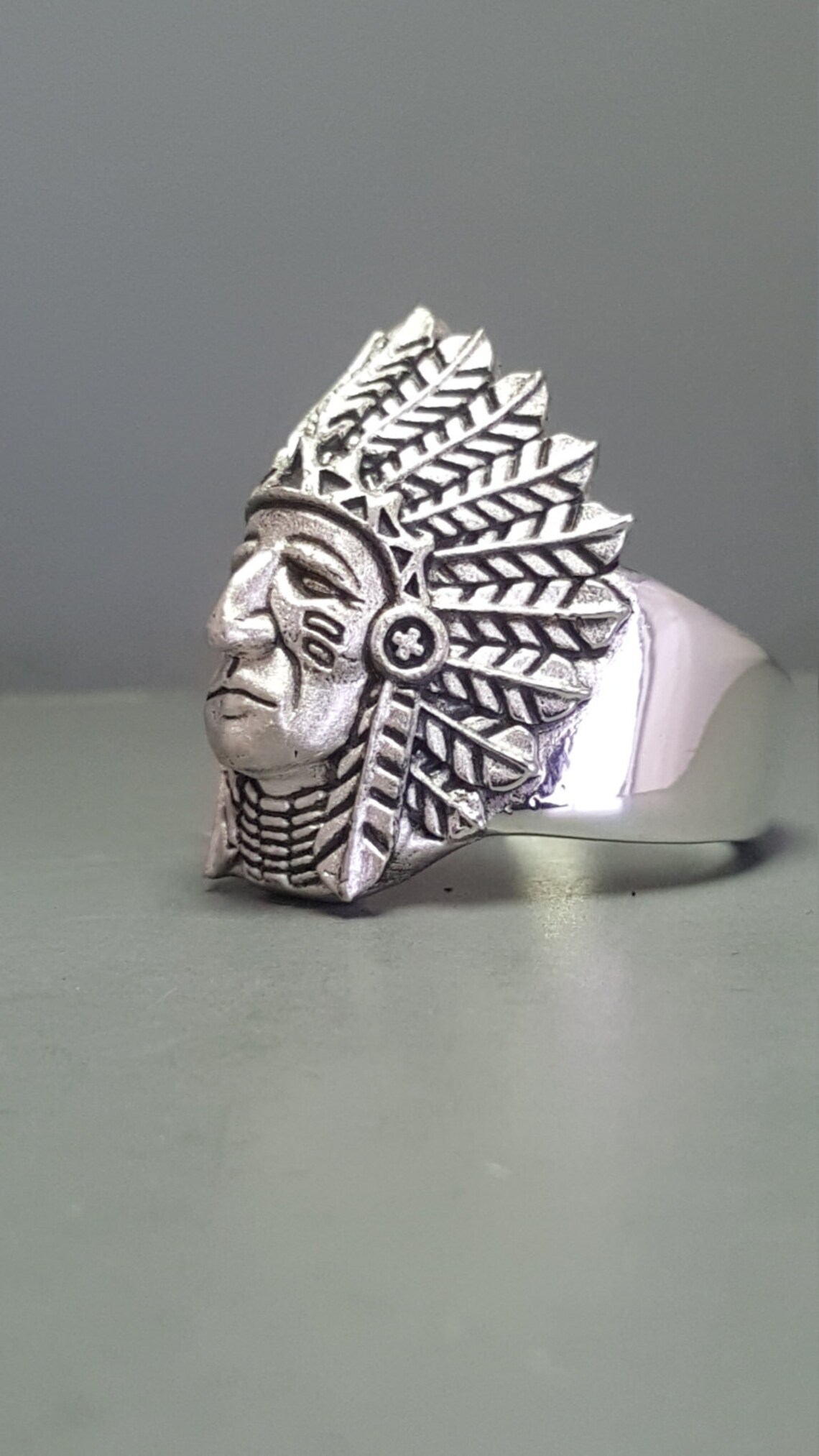 Sterling Silver Indian Chief Ring | Etsy
