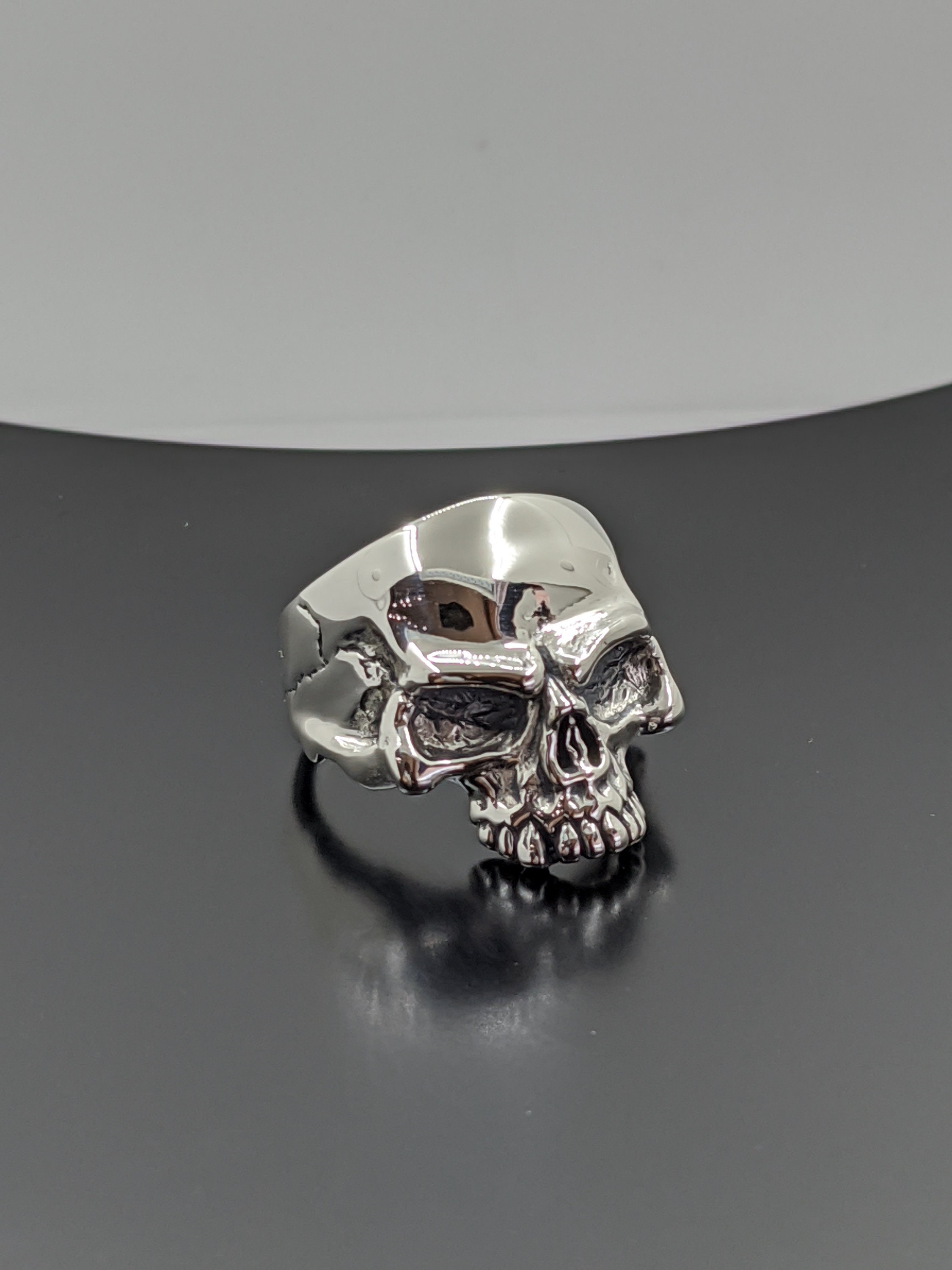 Sterling Silver Mean Skull Ring | Etsy
