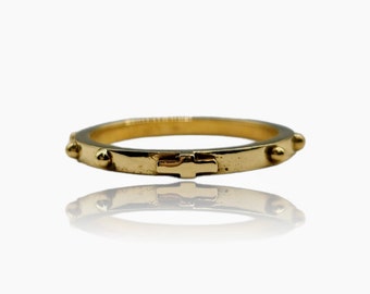 Gold Rosary Ring, Prayer Ring, First Communion Ring, Meditation Ring ...