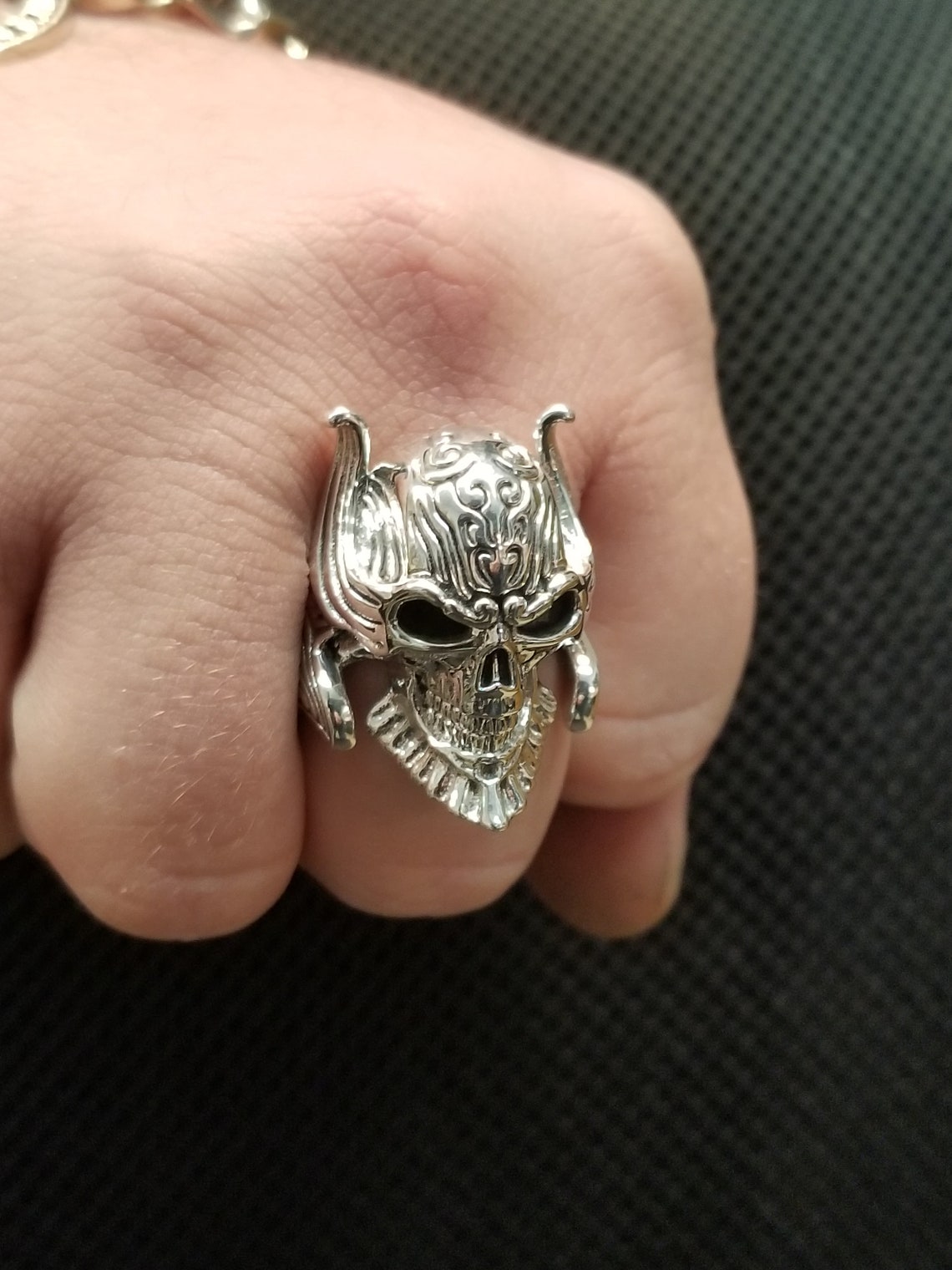 Sterling Silver Devil Skull Ring - Etsy