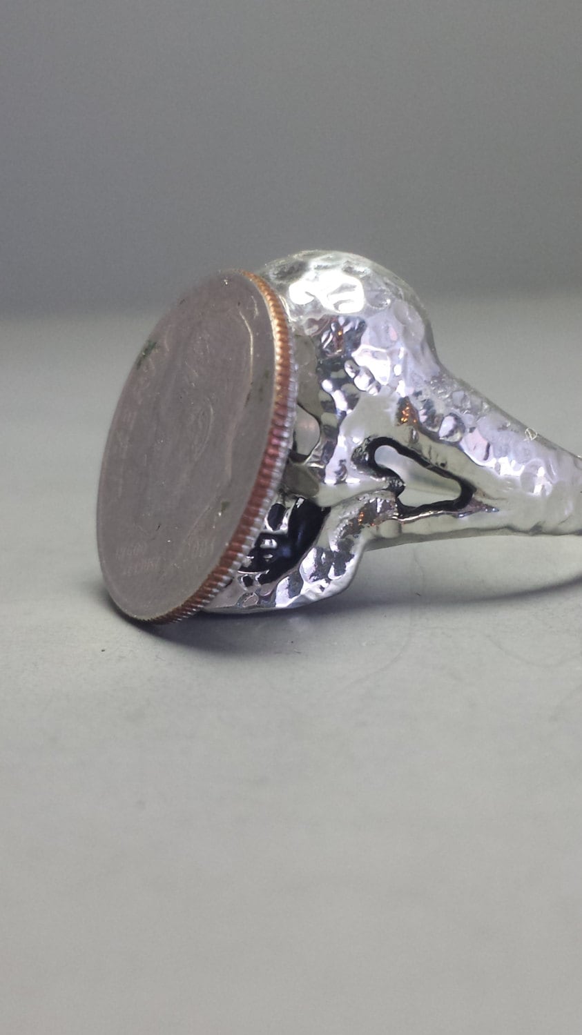 Sterling Silver Full Face Skull Ring With Hammered Finish | Etsy