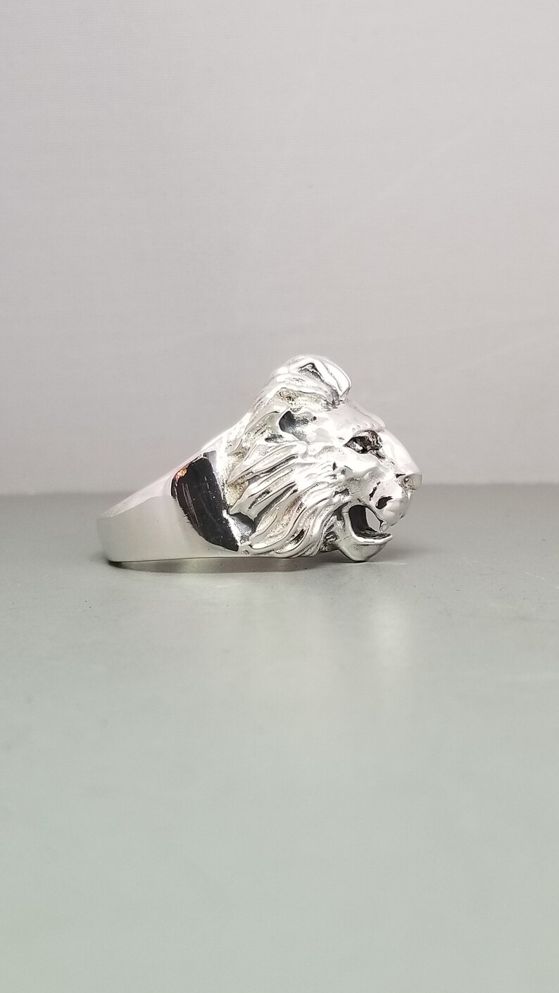 Sterling Silver Lion Ring - Etsy