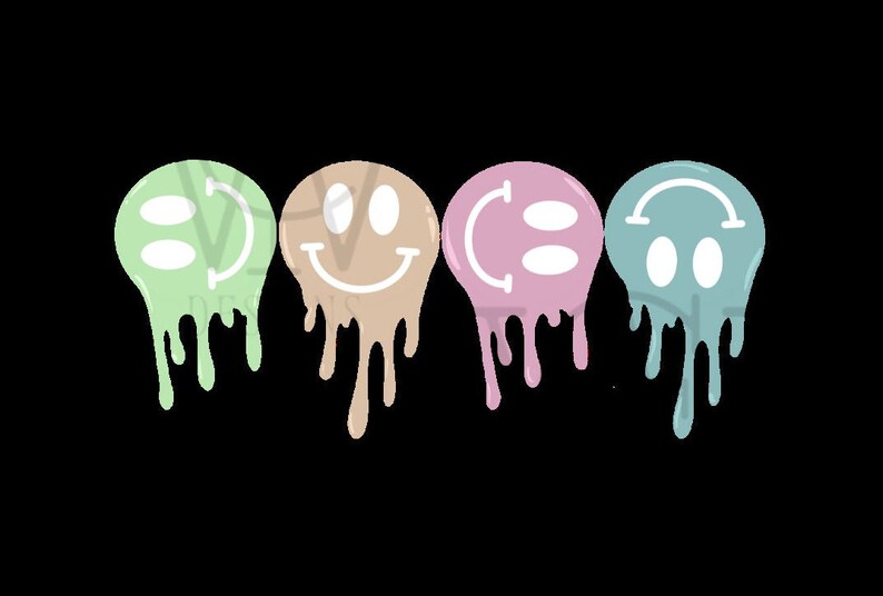 Four Smiley Drip PNG Smile Face PNG Smileys File Digital - Etsy