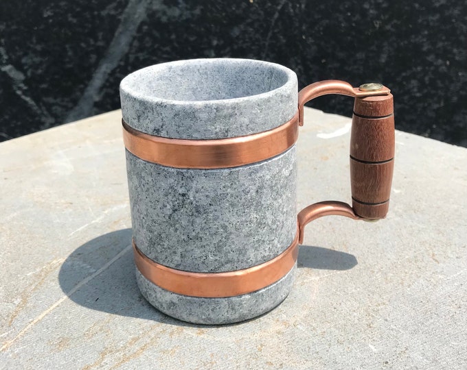 Coffee Mug Made of Stone With a Copper Handle - Etsy