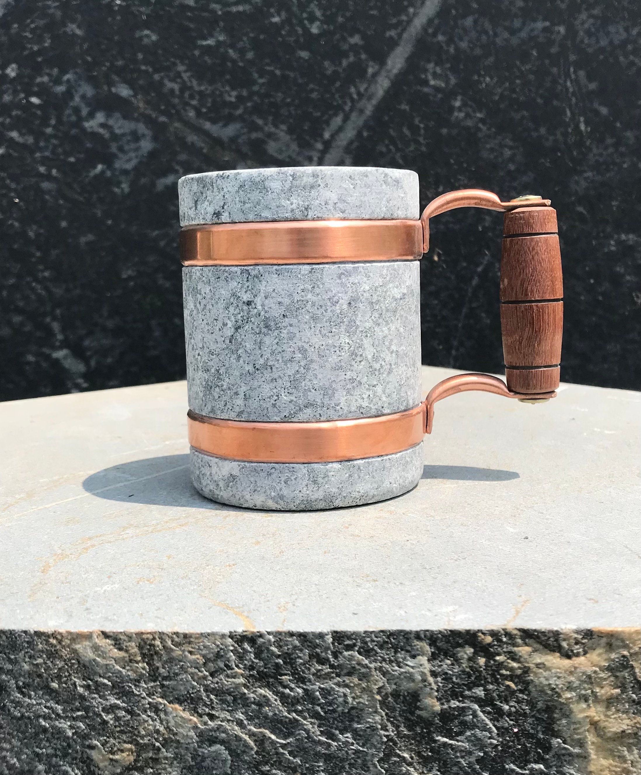 Coffee Mug Made of Stone With a Copper Handle - Etsy