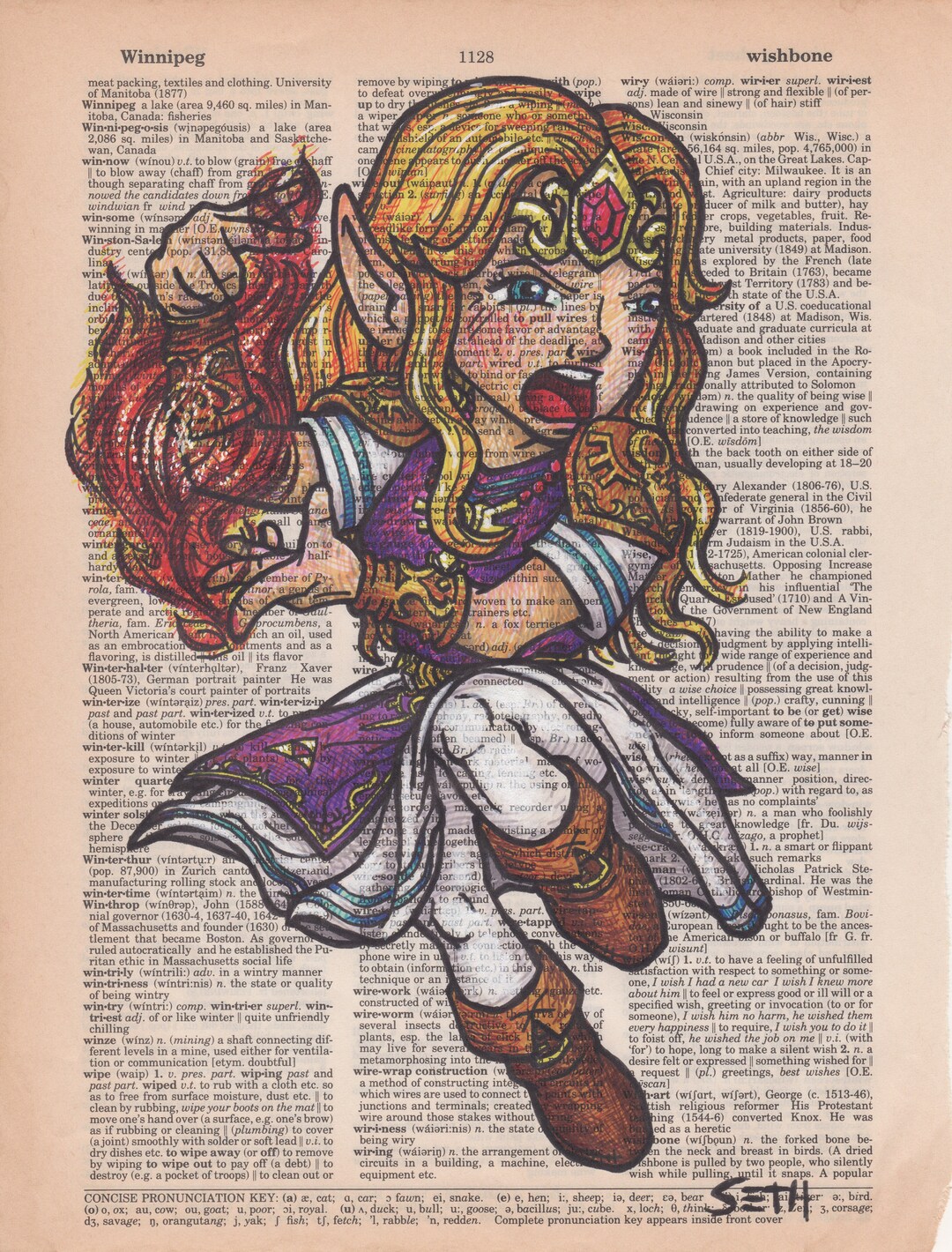 Princess Zelda Portrait! Dictionary Art! Hyrule! Triforce! Legend of ...