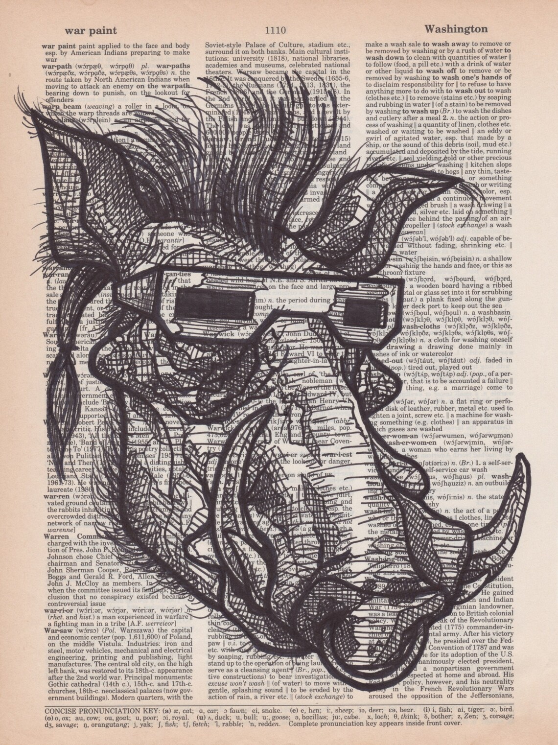 Bebop the Mutant Warthog Portrait on a Dictionary Page - Etsy