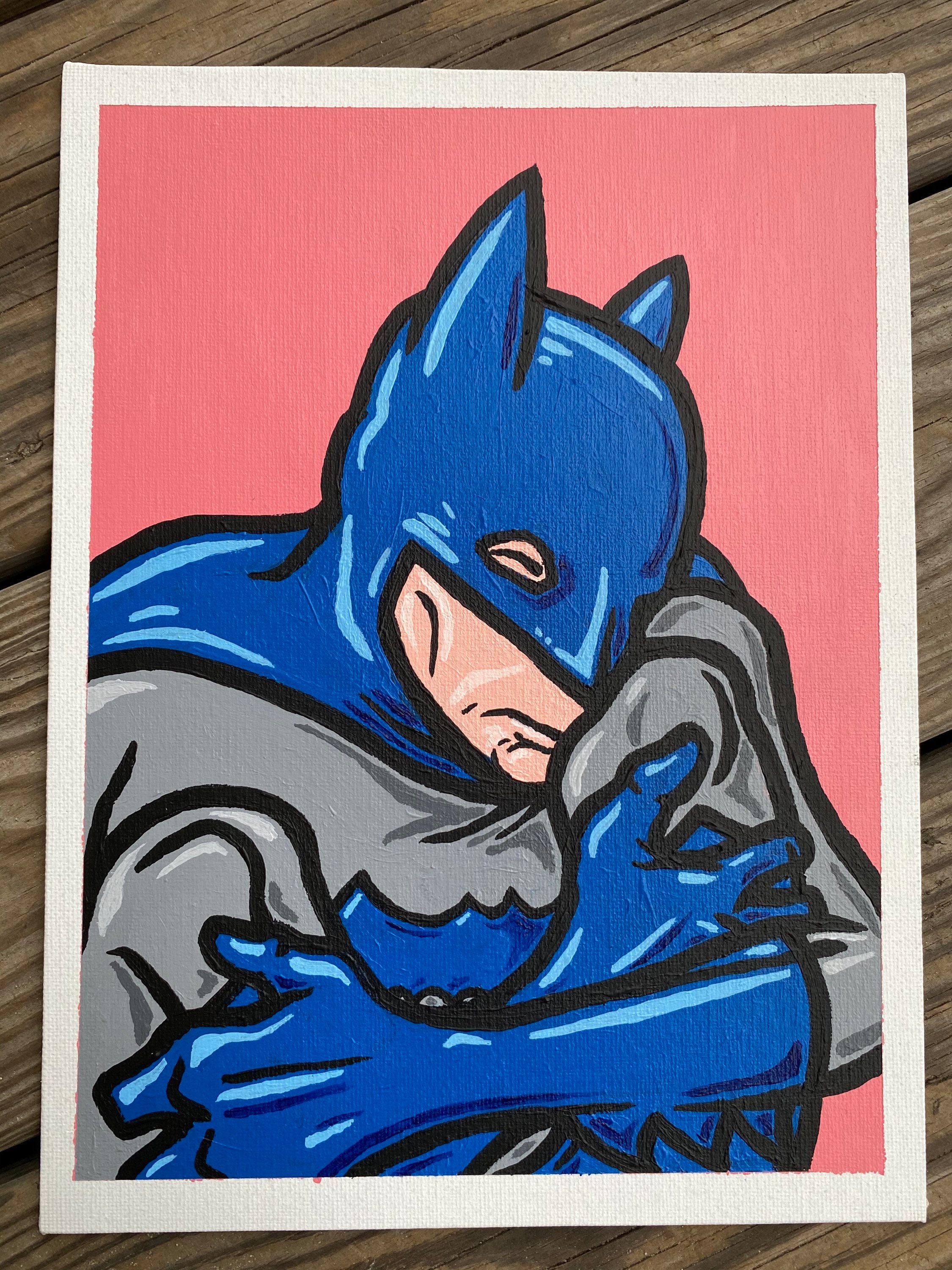 Painting Broken Batman Original Acrylic Painting 8x6 Art & Collectibles ...