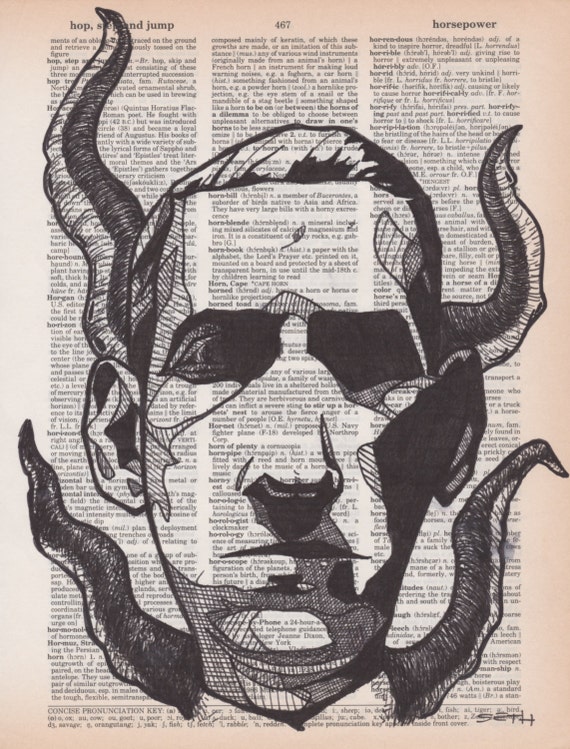 HP Lovecraft Portrait Drawn on an Aged Dictionary Page | Etsy