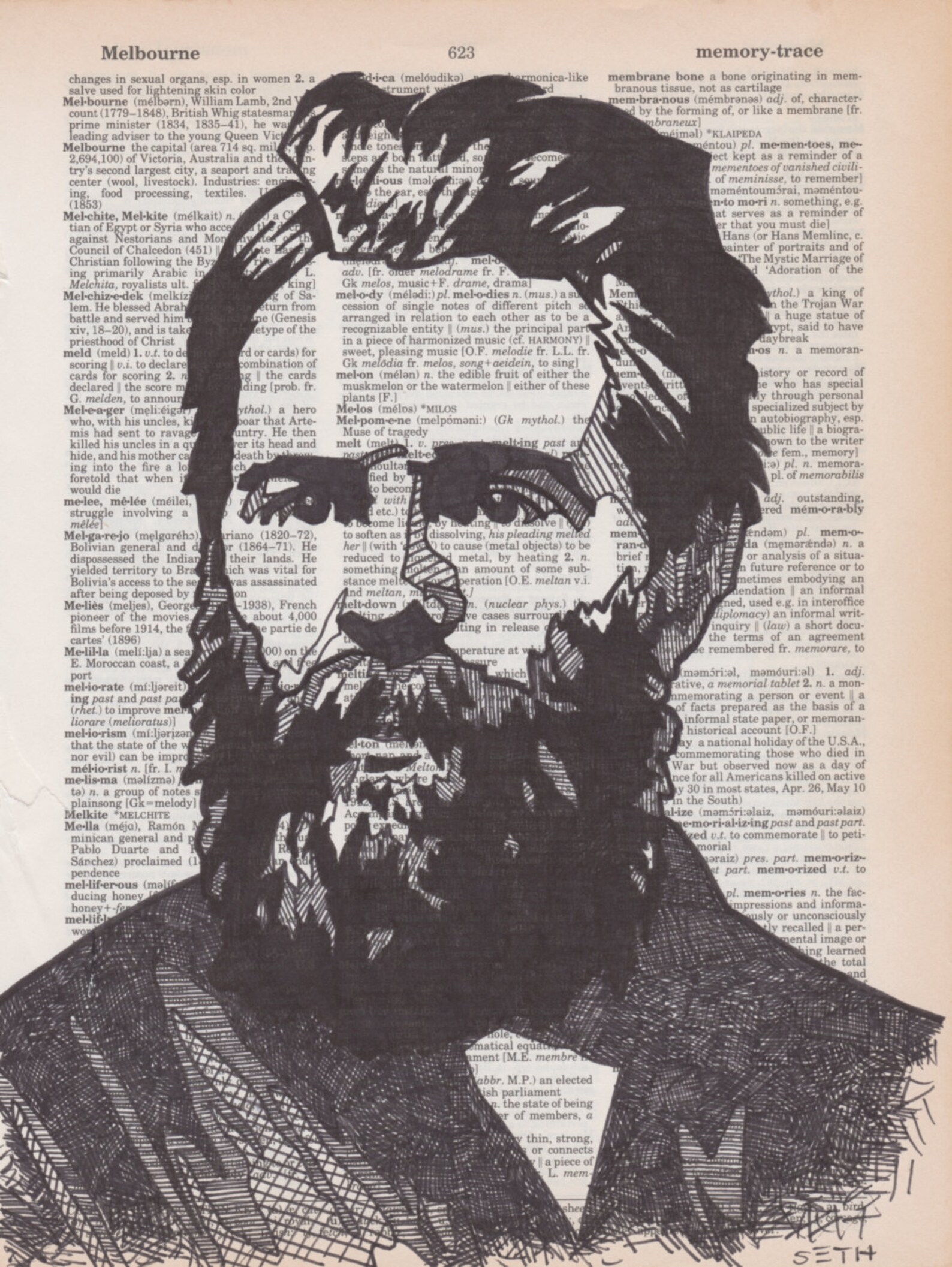 Herman Melville Portrait on an Aged Dictionary Page Containing - Etsy
