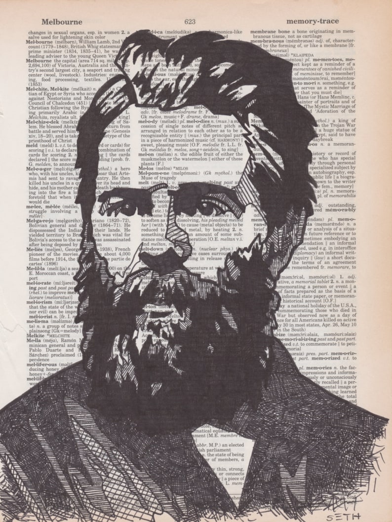 Herman Melville Portrait on an Aged Dictionary Page Containing - Etsy