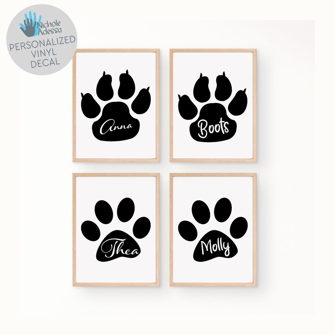 Personalized Pet Paw Print Vinyl Decals / Cat & Dog Lovers - Etsy