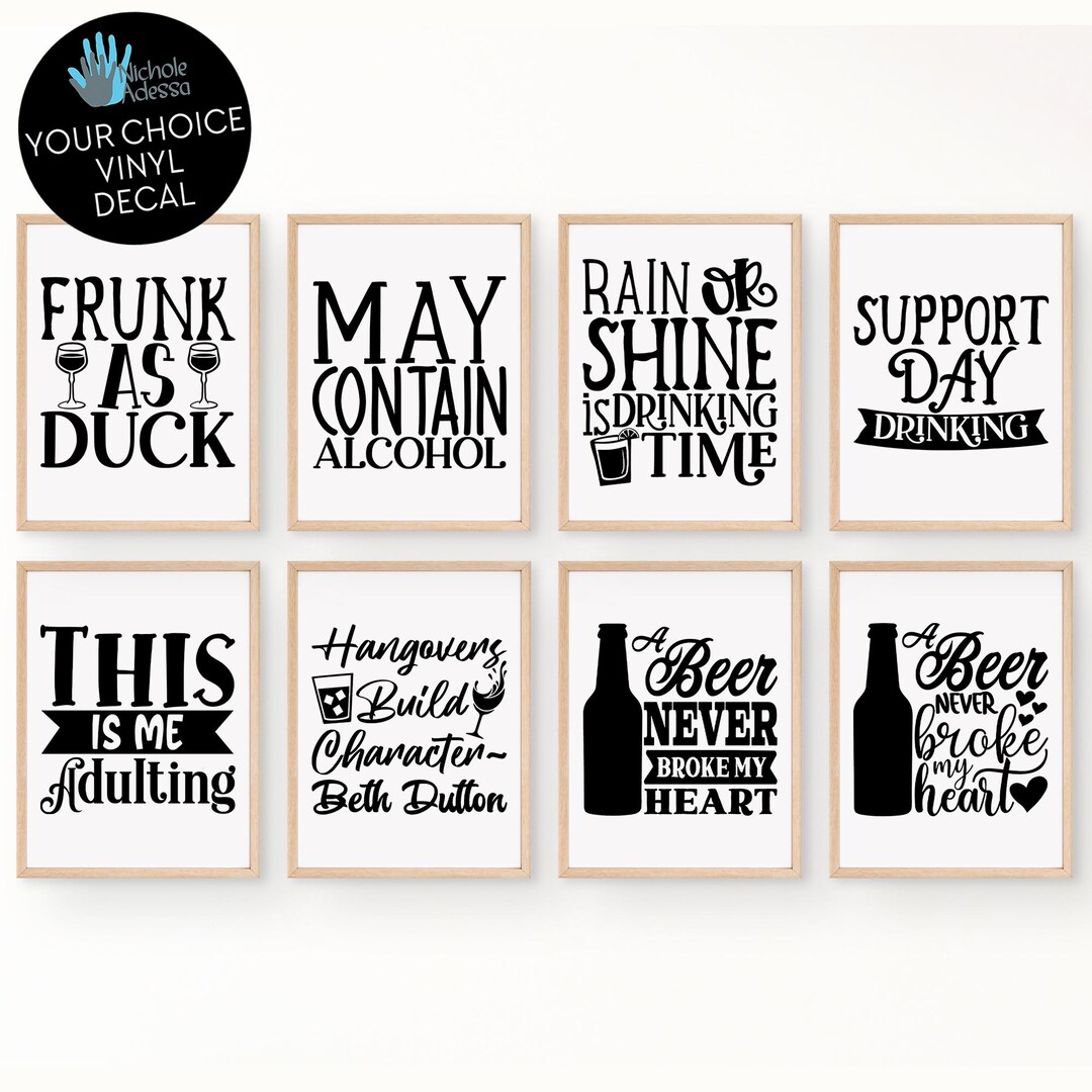 Drinking Time Vinyl Decals / Funny Alcohol Decor - Etsy