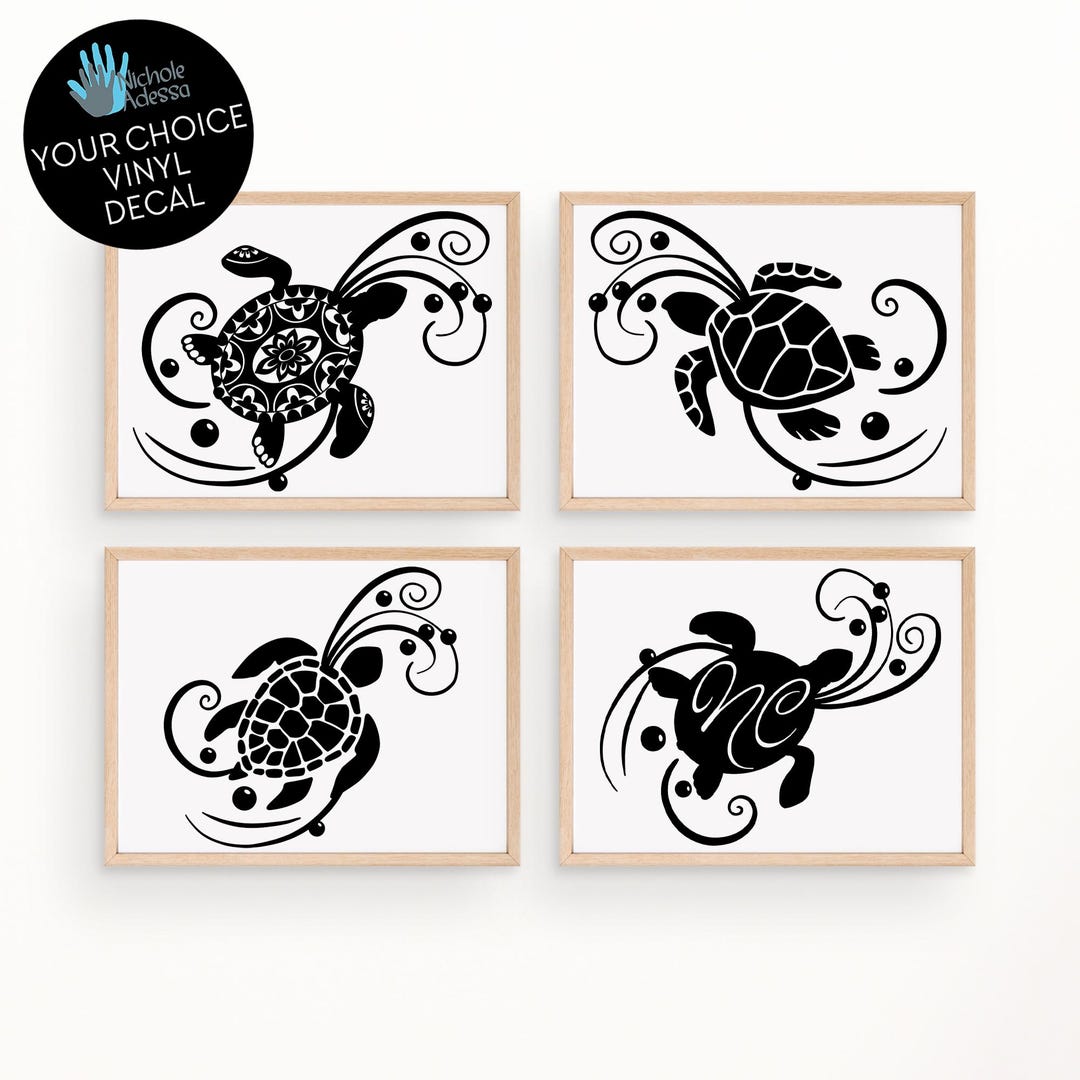 Fancy Sea Turtle Vinyl Decals / Beach House Decor - Etsy