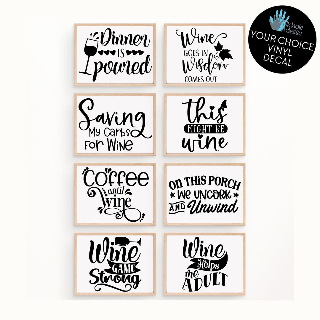 Funny Wine Vinyl Decals / Bar Decor - Etsy
