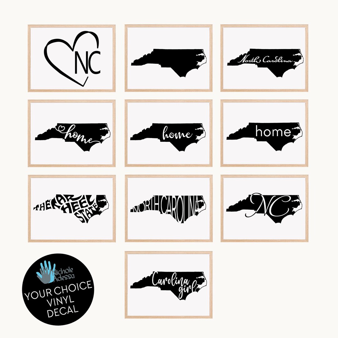 North Carolina Vinyl Decals / NC State Decor - Etsy