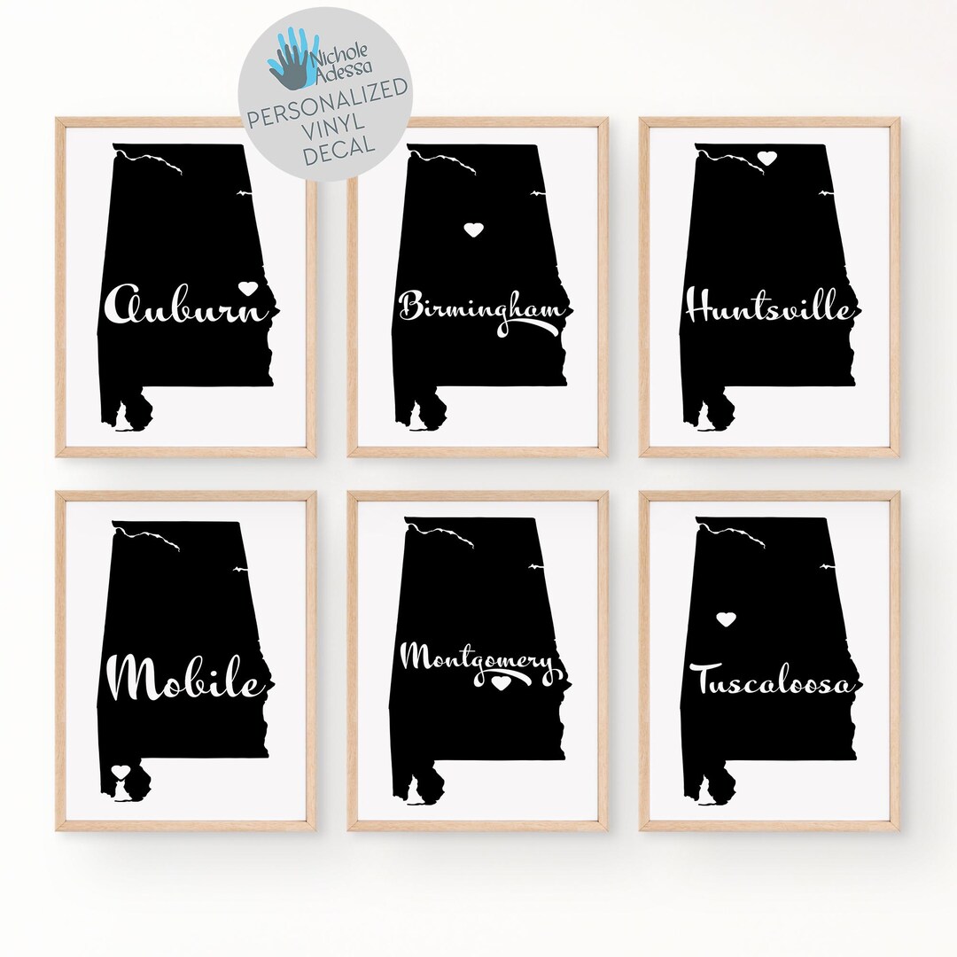 Personalized Alabama Vinyl Decals / AL State Decor - Etsy