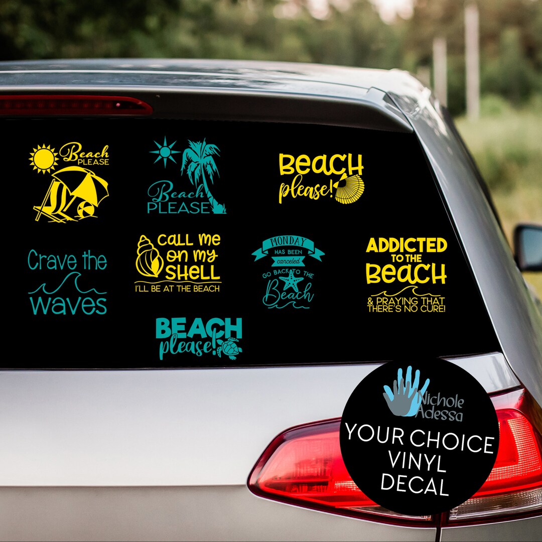 Beach Please Vinyl Decal - Etsy
