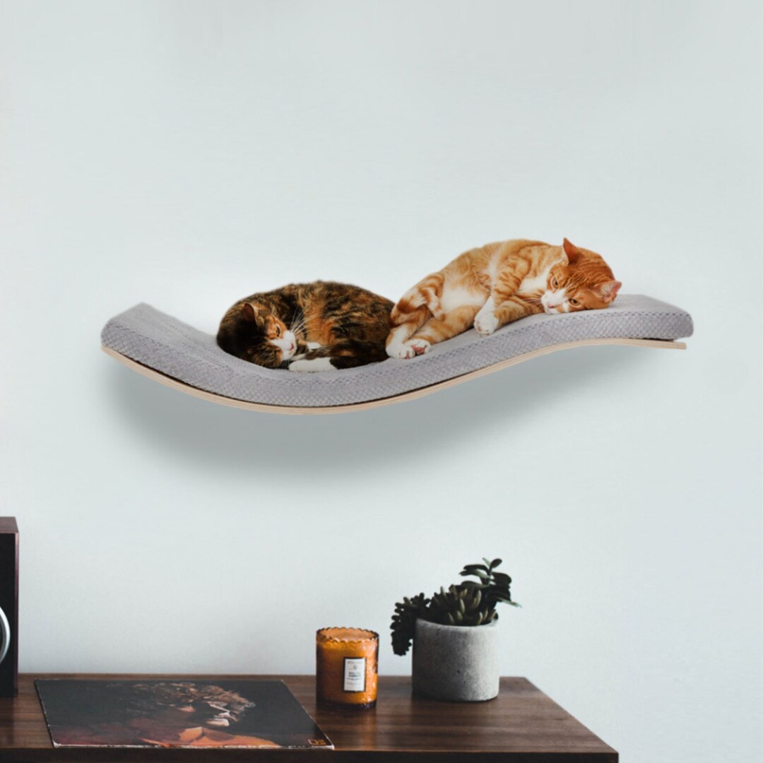 Wave Cat Shelf for Large Cats in Premium Wood Maine Coon Cat Wall ...