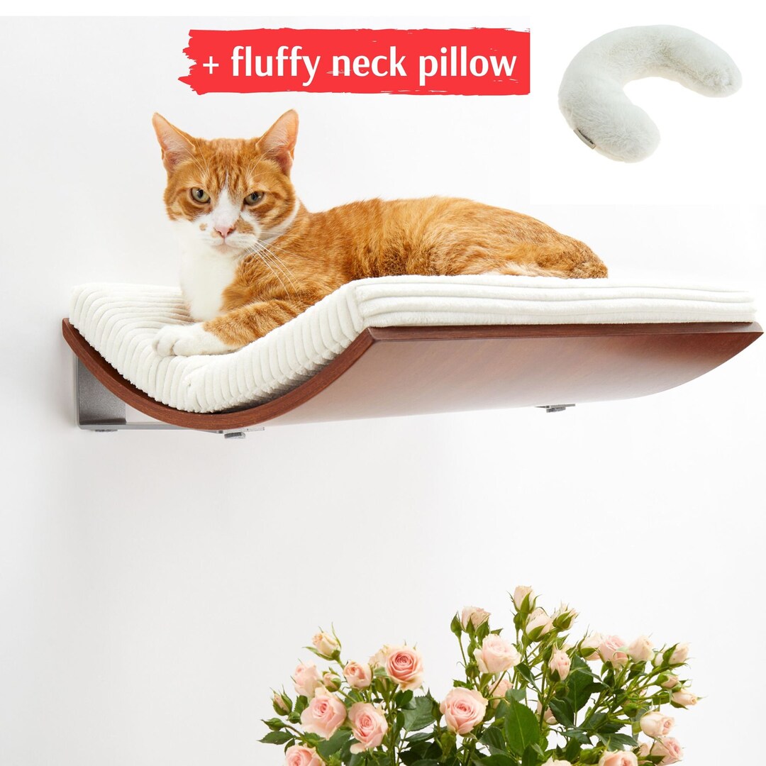 Cat Wall Furniture Bundle of Cat Shelf and Fluffy Neck Pillow, Cat ...