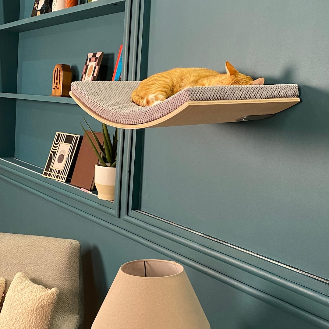 Scandi Chic Wall Mounted Cat Bed: Beech Plywood, Removable Cushion - Etsy