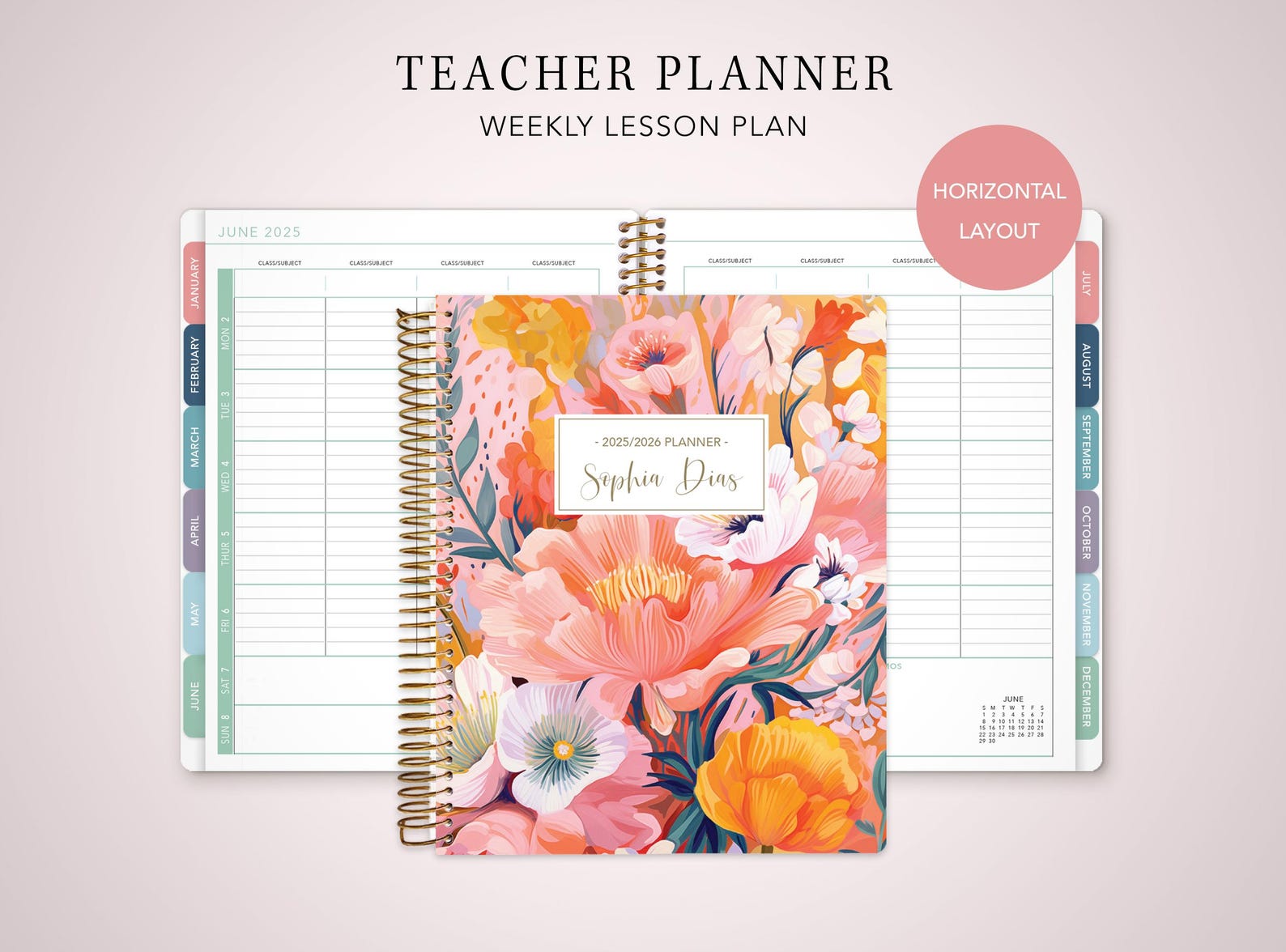 TEACHER PLANNER HORIZONTAL 7x9 - 2026-2027 Teacher Lesson Plan - Weekly ...