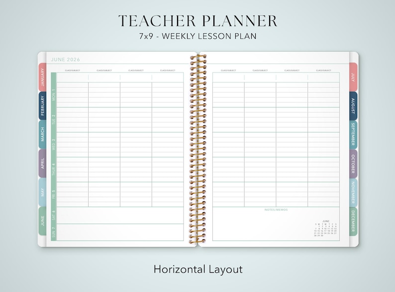 TEACHER PLANNER 7x9 - 2026-2027 Teacher Lesson Plan - Weekly Calendar ...