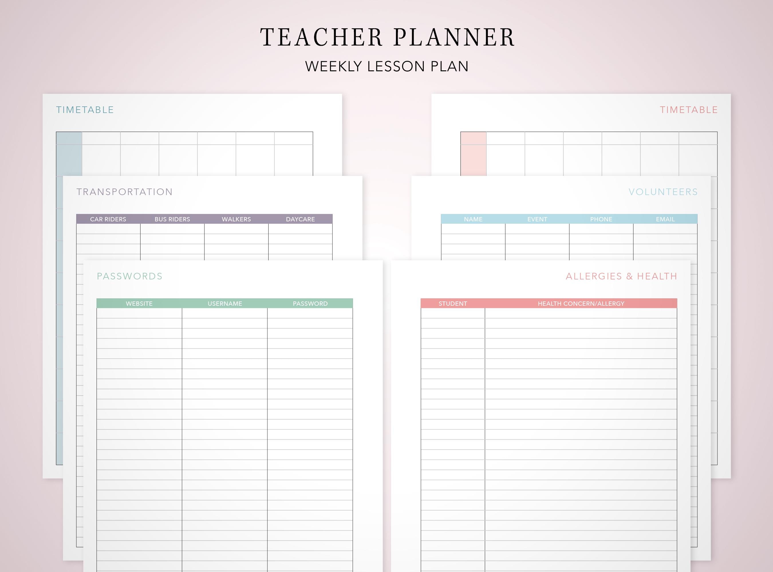 TEACHER PLANNER HORIZONTAL 7x9 - 2026-2027 Teacher Lesson Plan - Weekly ...