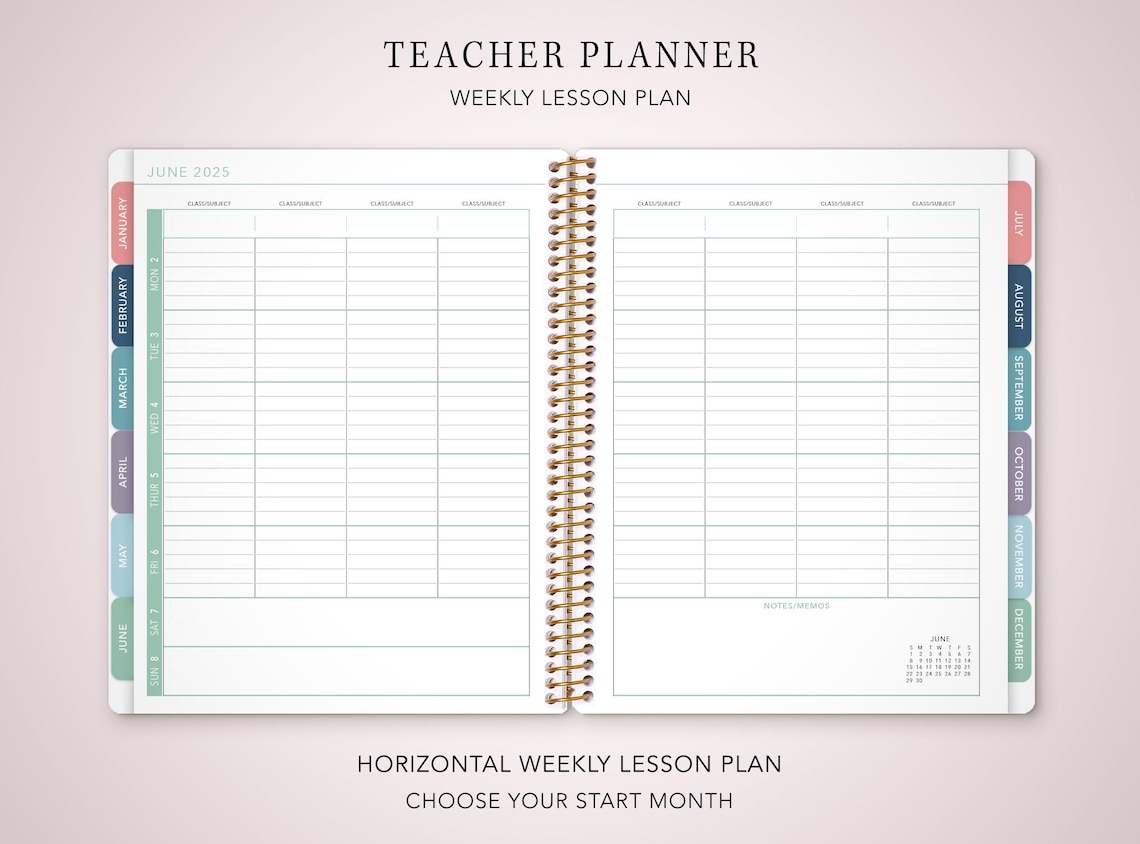 TEACHER PLANNER HORIZONTAL 7x9 - 2025-2026 Teacher Lesson Plan - Weekly ...