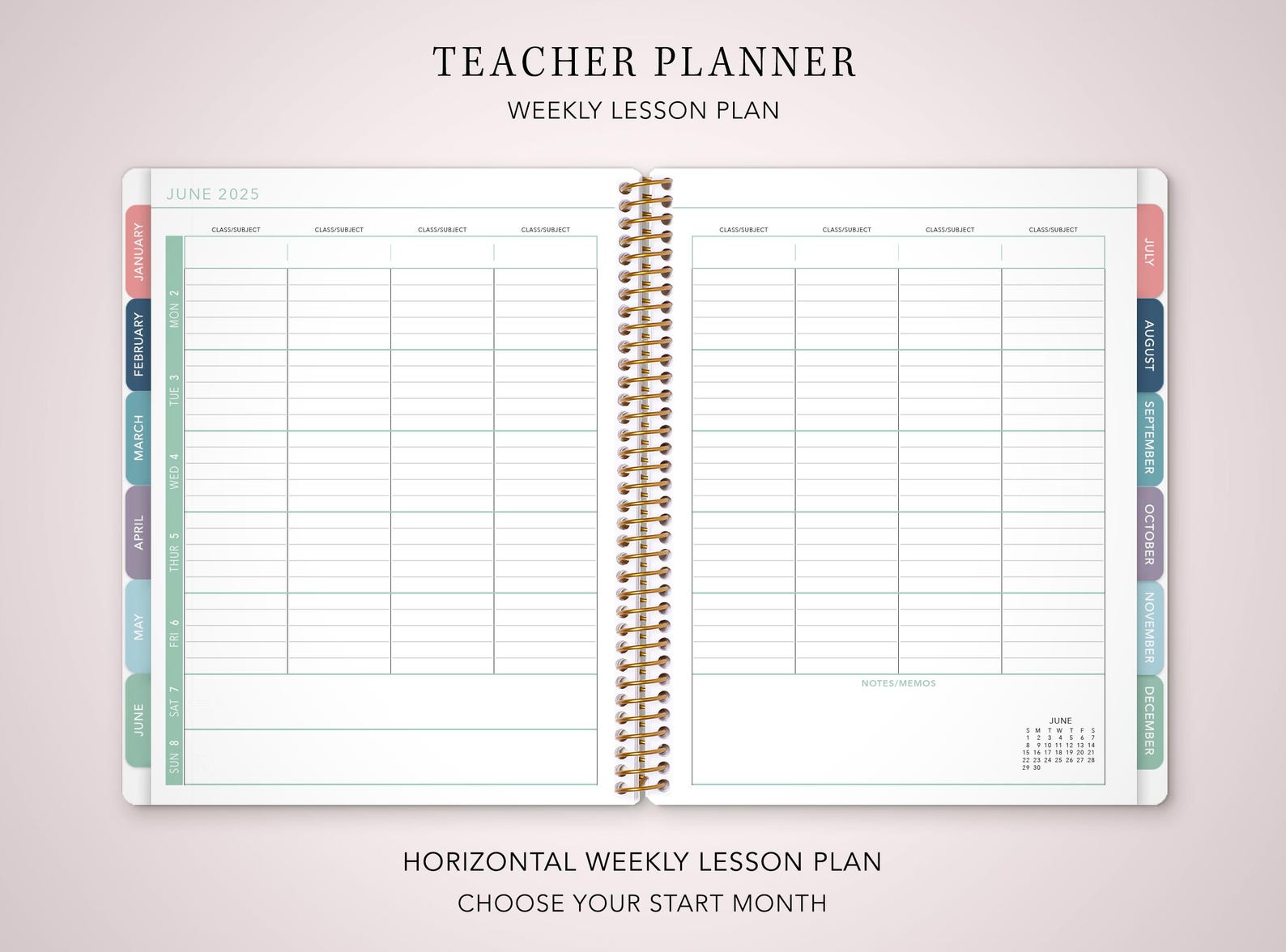 TEACHER PLANNER HORIZONTAL 7x9 - 2025-2026 Teacher Lesson Plan - Weekly ...