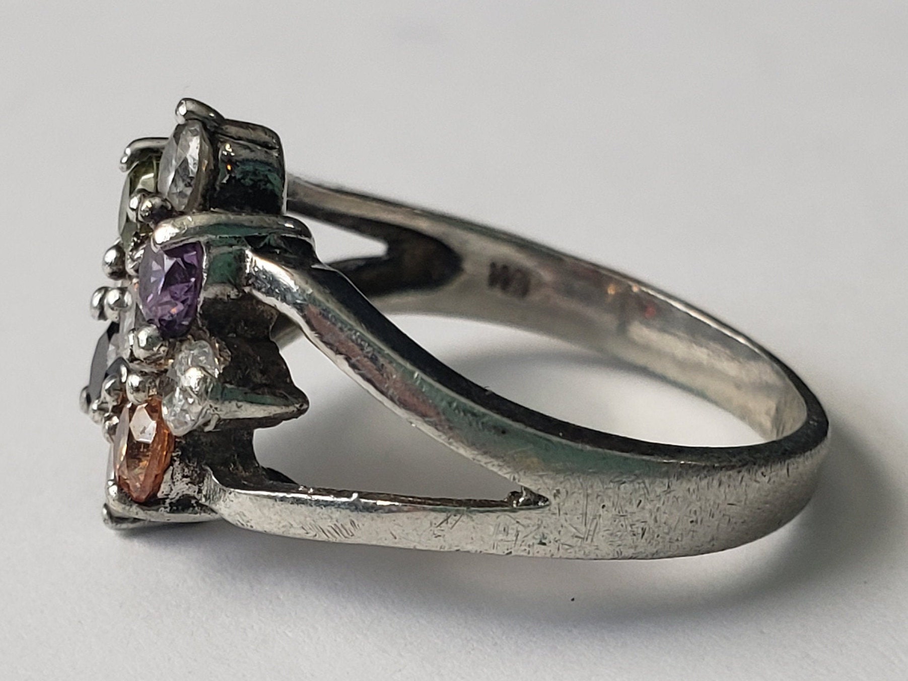 Vintage Sterling Silver Split Shank Flower Cluster Multi | Etsy