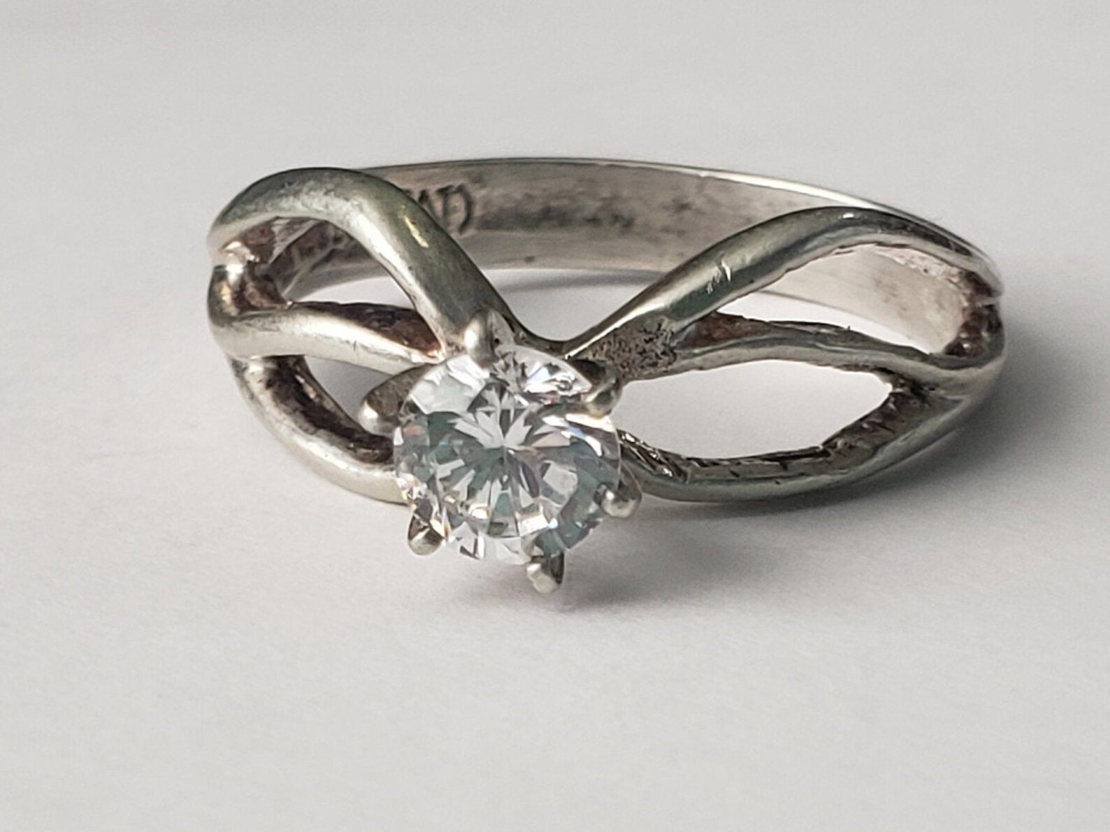 Super Sparkly Split-Shank Sterling Silver Engagement Ring with | Etsy