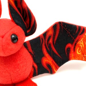 Small Red Bat With Flames and Fire Print Soft Stuffed Plush Kids Toy ...