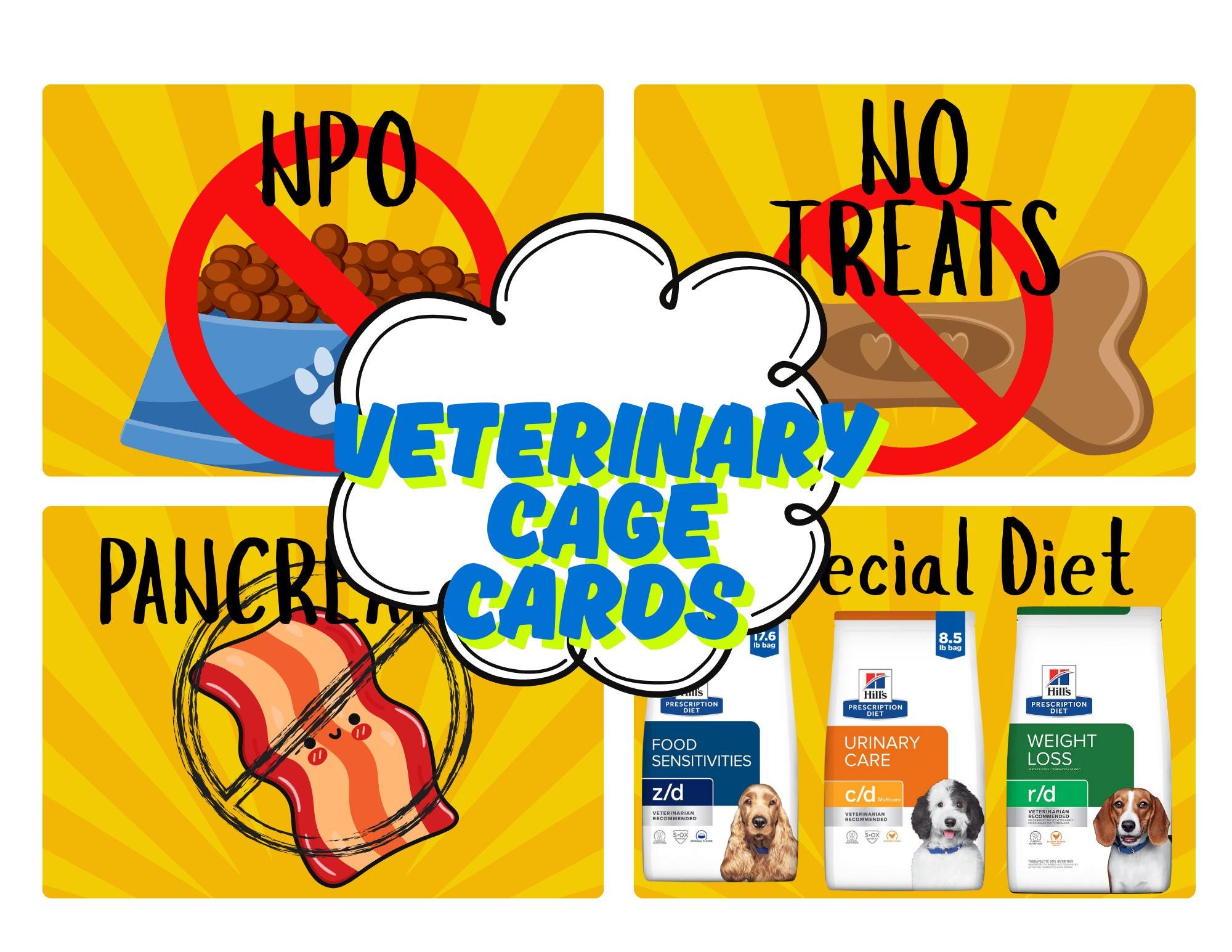 Digital Printable VETERINARY CAGE CARDS Printable – Digital Download ...
