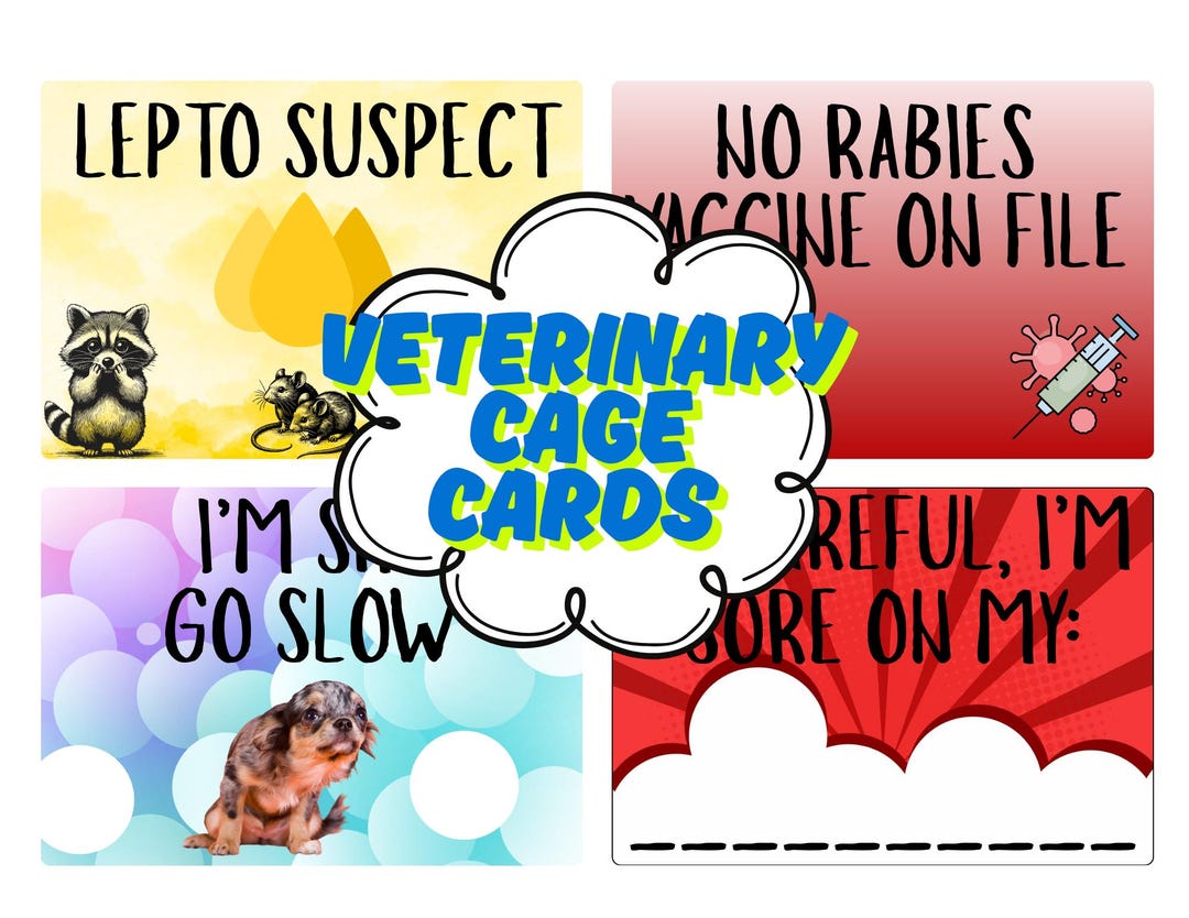 Digital Printable VETERINARY CAGE CARDS Printable – Digital Download ...